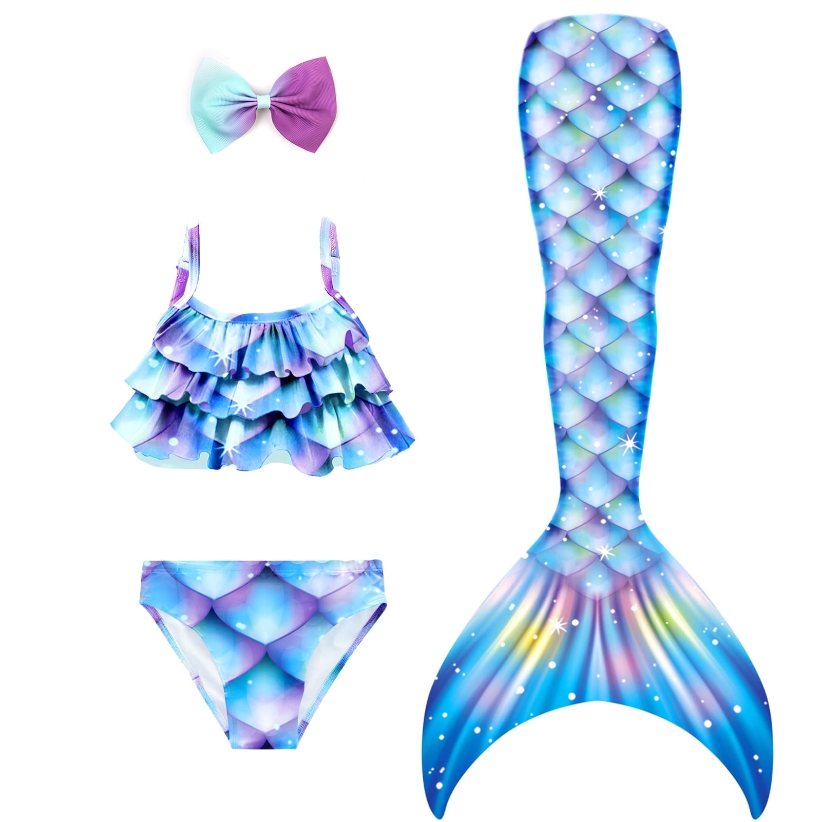 Danvren Girls Mermaid Tails Two-Piece Swimsuit Set, Little Girls 3 ...
