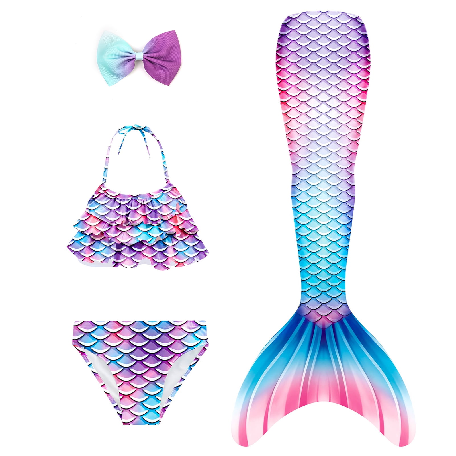 Danvren Girls Mermaid Tails Two-Piece Swimsuit Set, Little Girls 3 ...