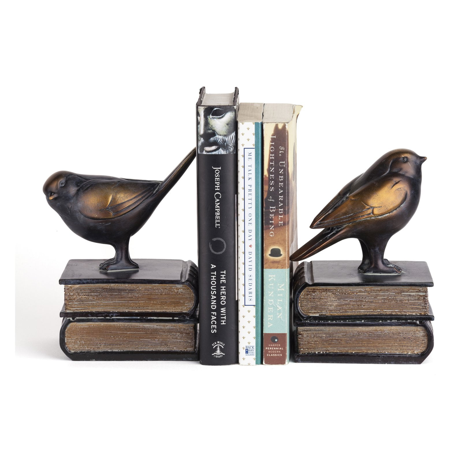 Danya B Antique Bronze Birds on Books Statue Bookends - Set of 2 ...