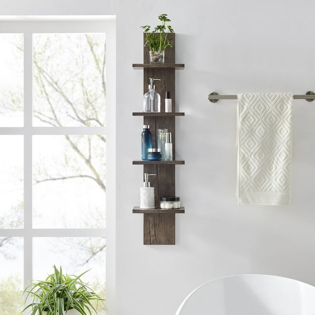 Danya B. Arica Utility Column 4-Tier Spine Wall Shelves - Hickory ...