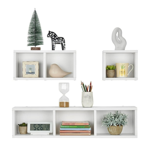 Danya B. Bauhaus Floating Geometric Cubby Wall Shelves - Set of 3 Sizes ...