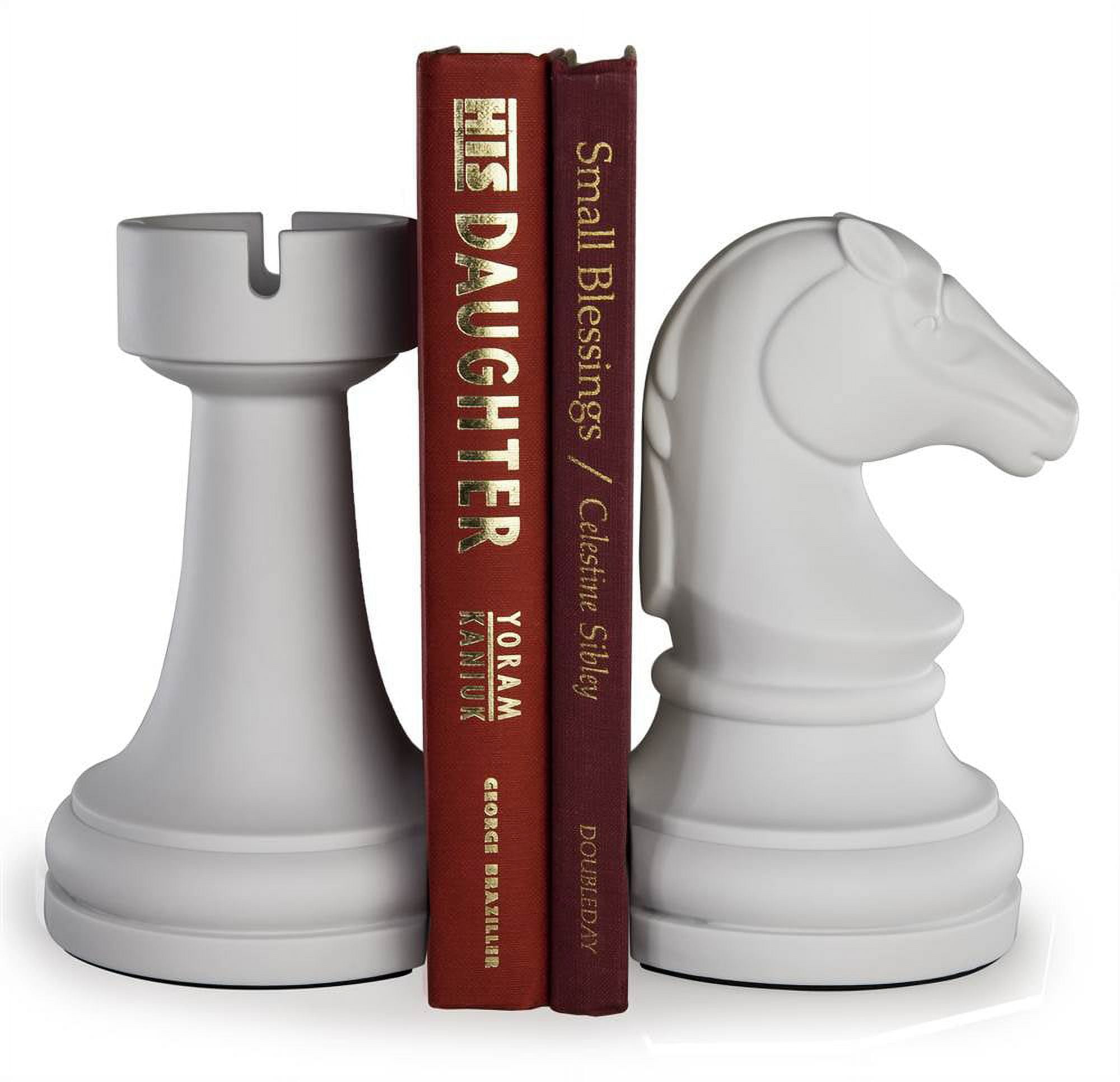 Danya B. Chess Rook vs Knight Bookend Set - White - Walmart.com