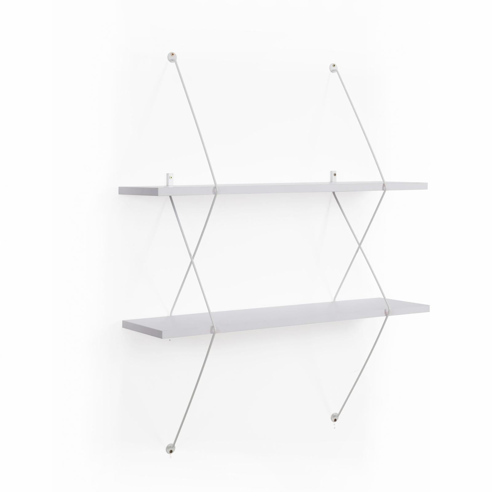 Danya B. Contemporary Two Level White Shelving System with White Wire ...
