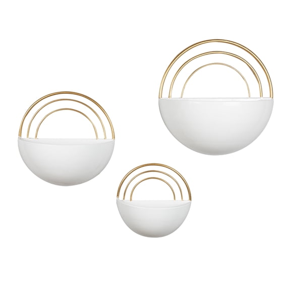 Danya B. Crescent 3-Piece Metal Wall Planter Set, Modern, White with ...