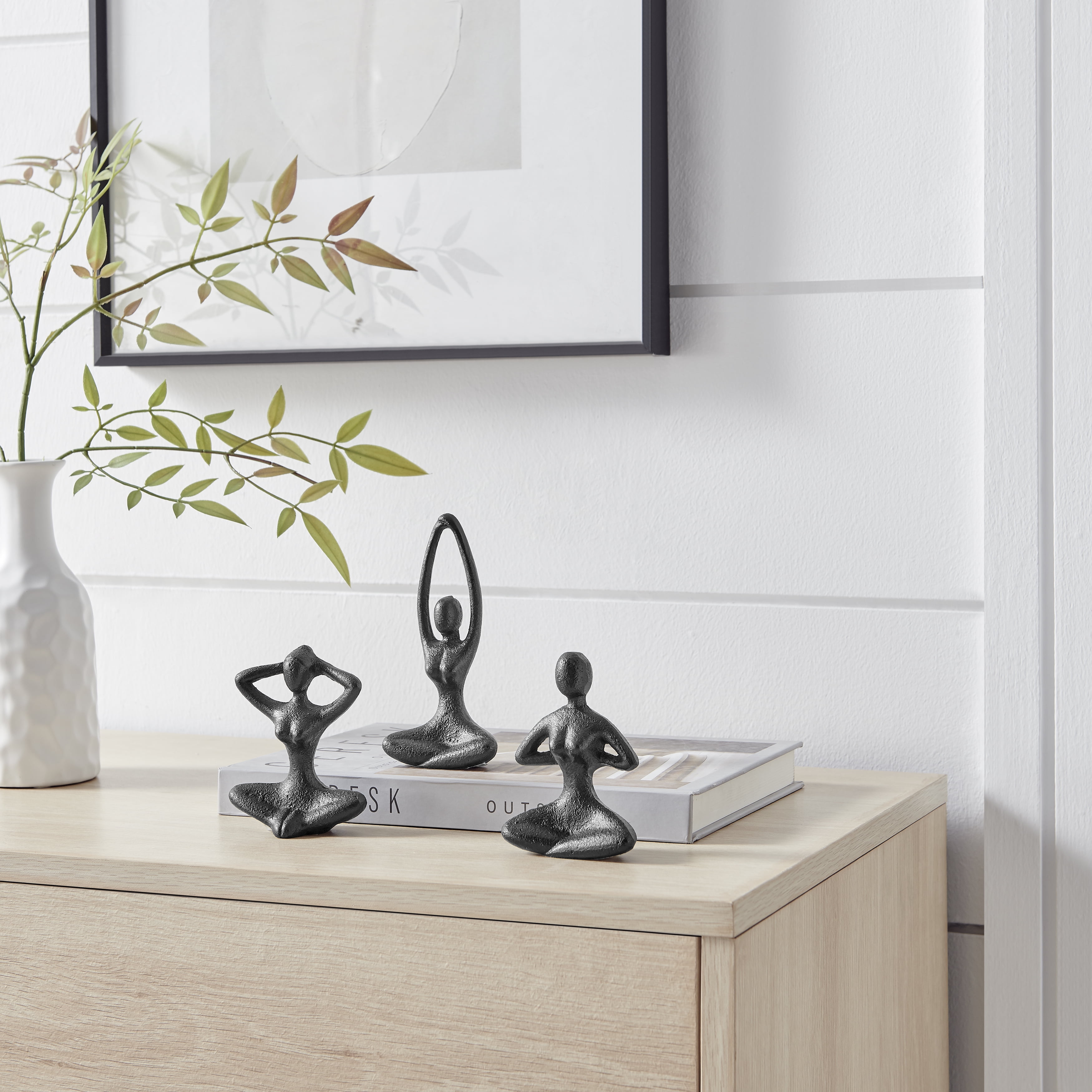 Danya B. Dark Brown Cast Iron Female Peaceful Yoga Figures Decorative ...