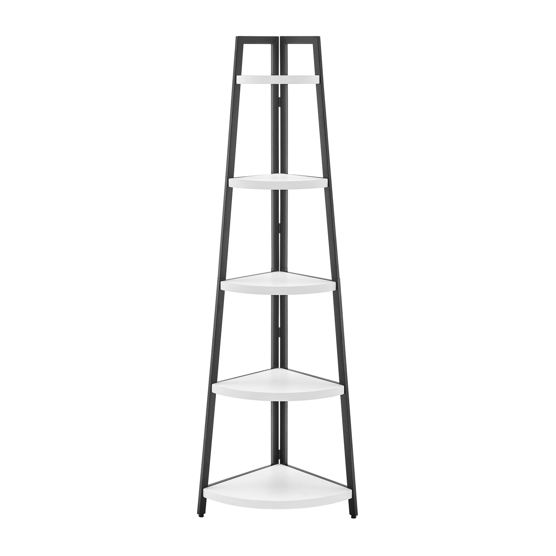 Danya B. Free-Standing 5-Tier Pyramid Corner Shelf in Black Metal Frame ...