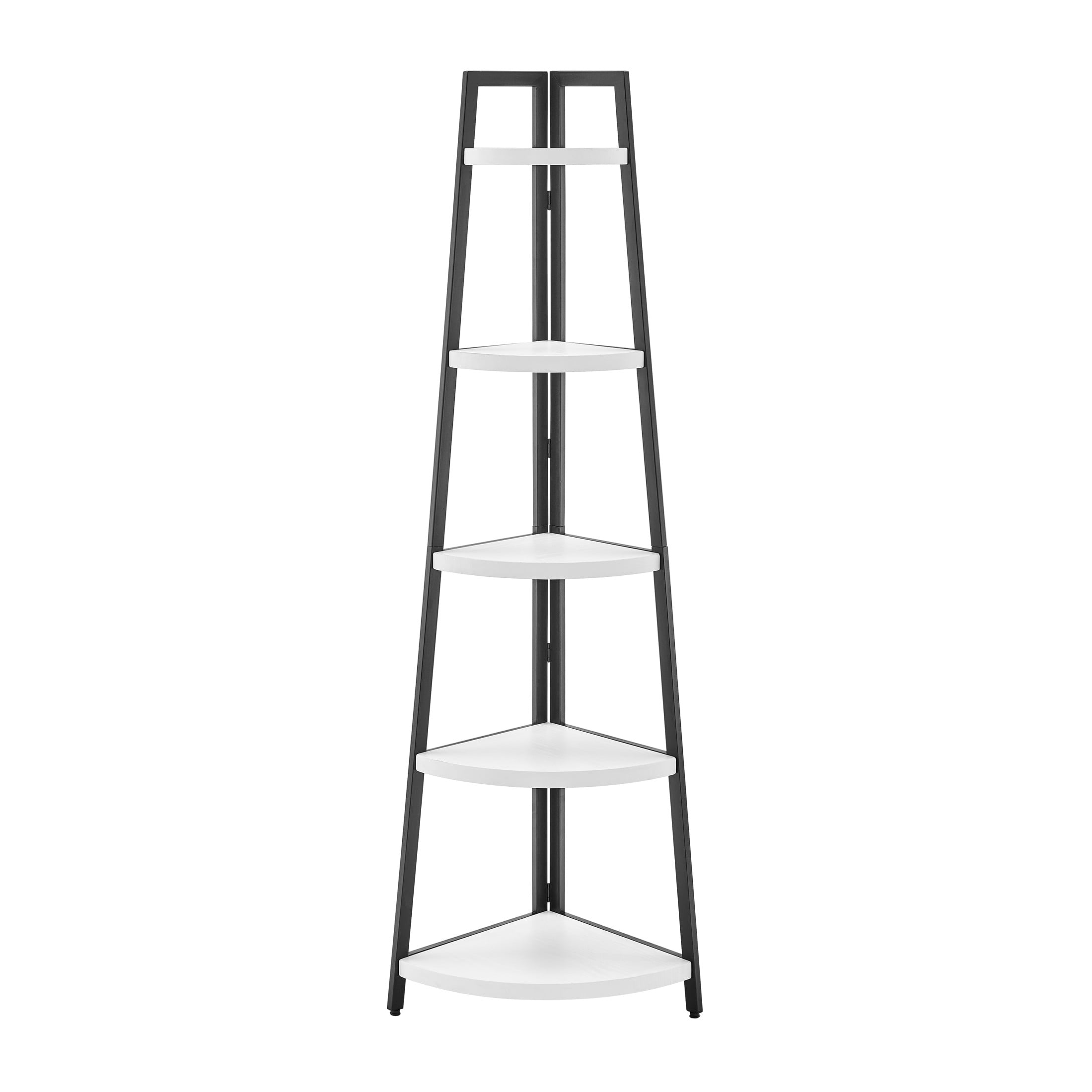 Danya B. Free-Standing 5-Tier Pyramid Corner Shelf in Black Metal Frame ...