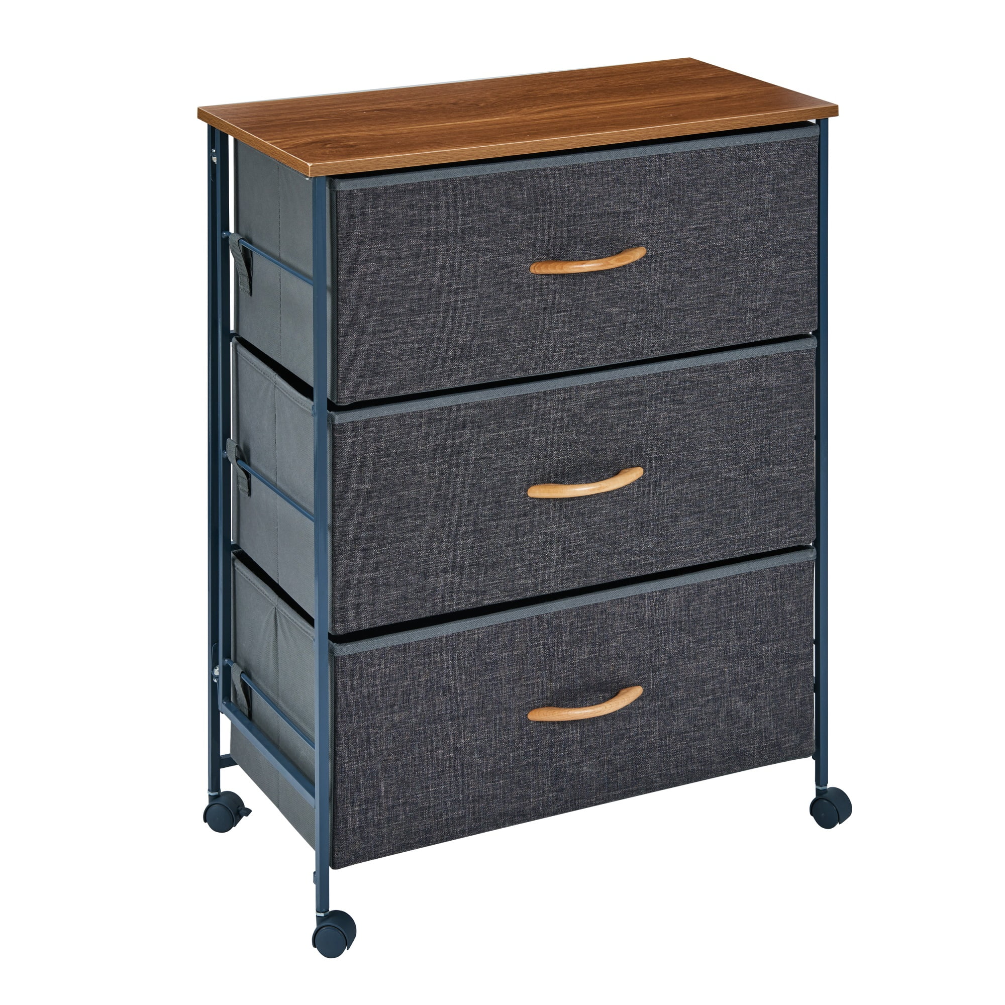 Danya B. Gray Fabric 3-Drawer Modern Storage Dresser Chest with Steel ...