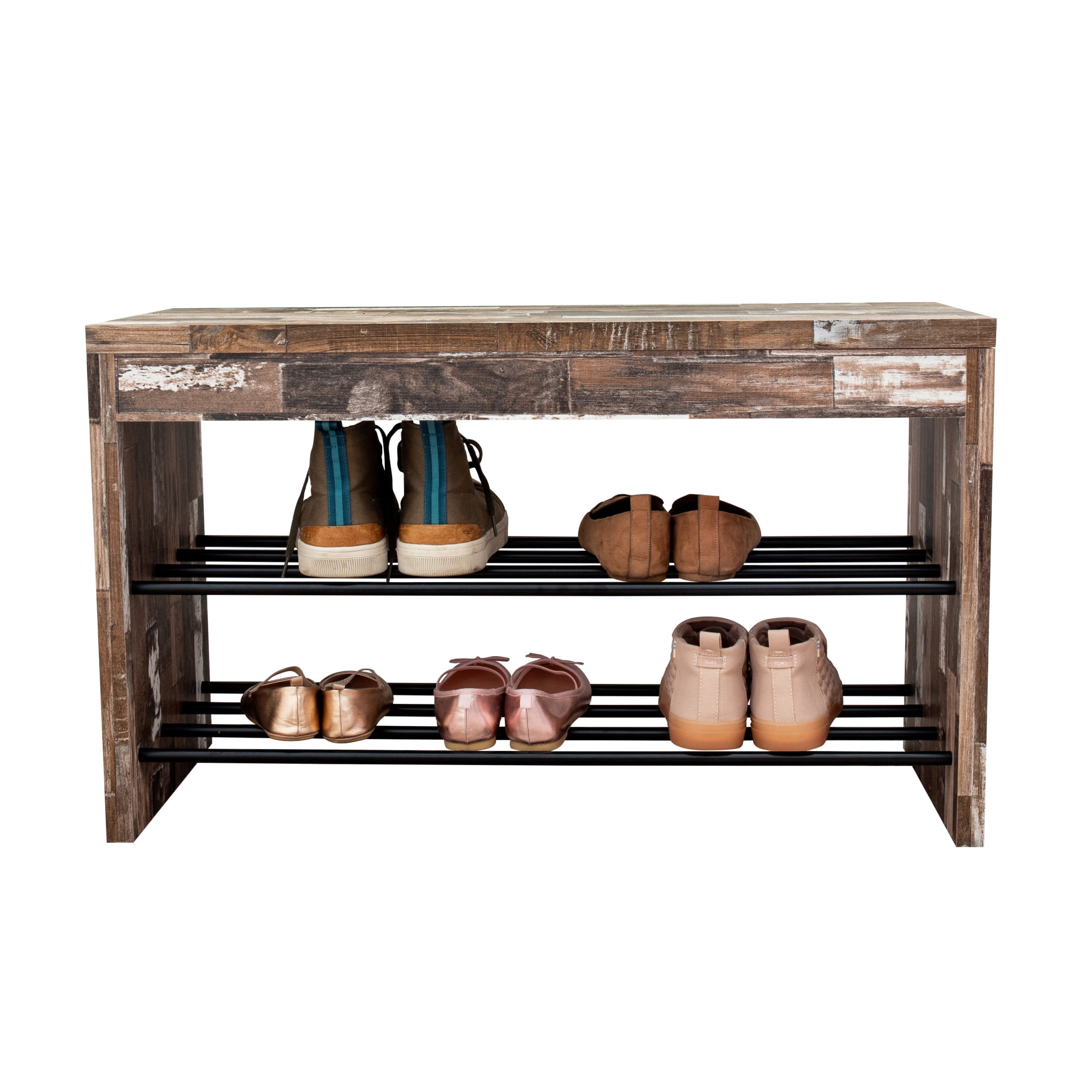 Danya B. Industrial Decorative Shoe Bench in Distressed Wood Finish ...