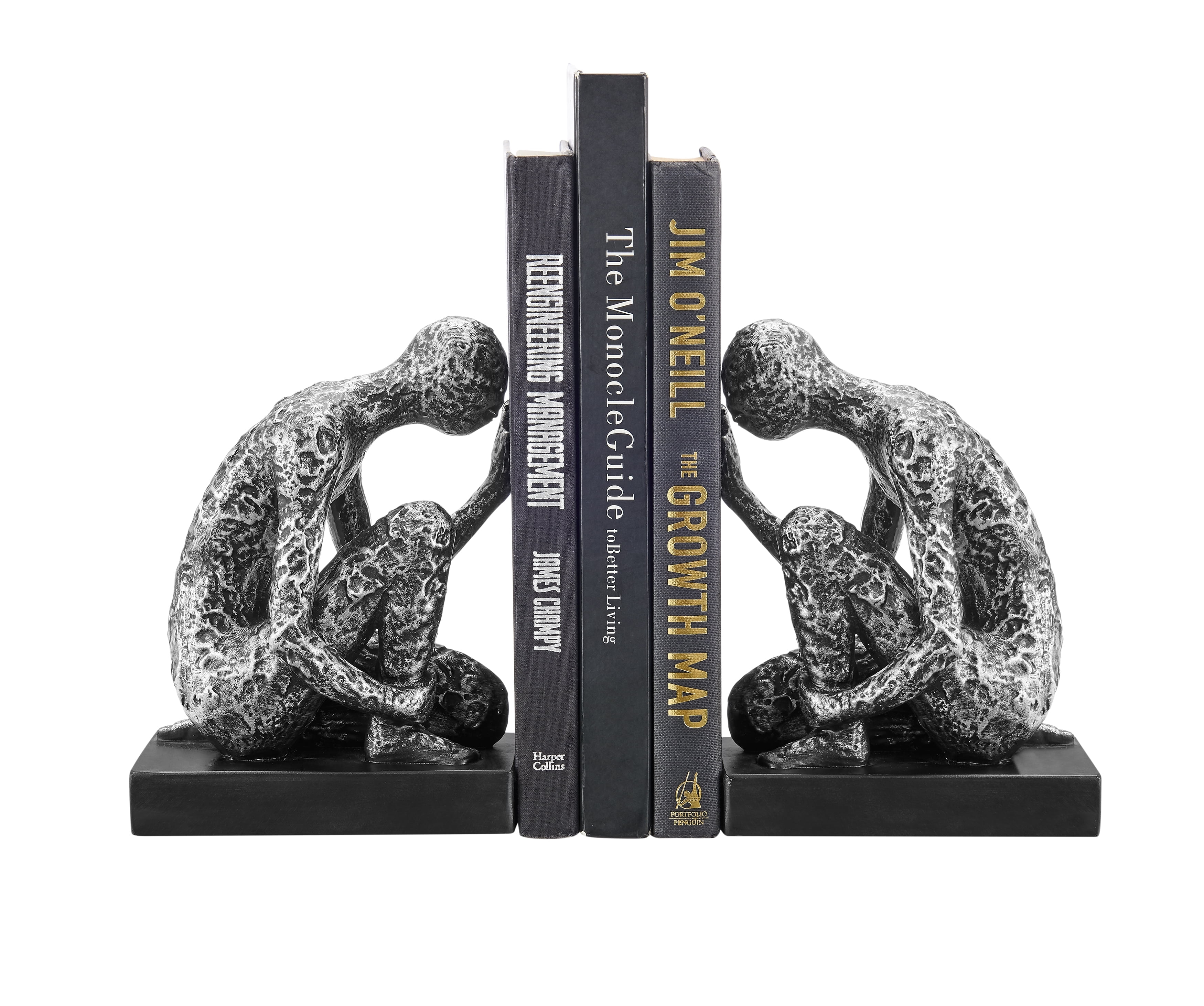Danya B. Kneeling Figure Sculptures Polyresin Silver and Black Finish ...