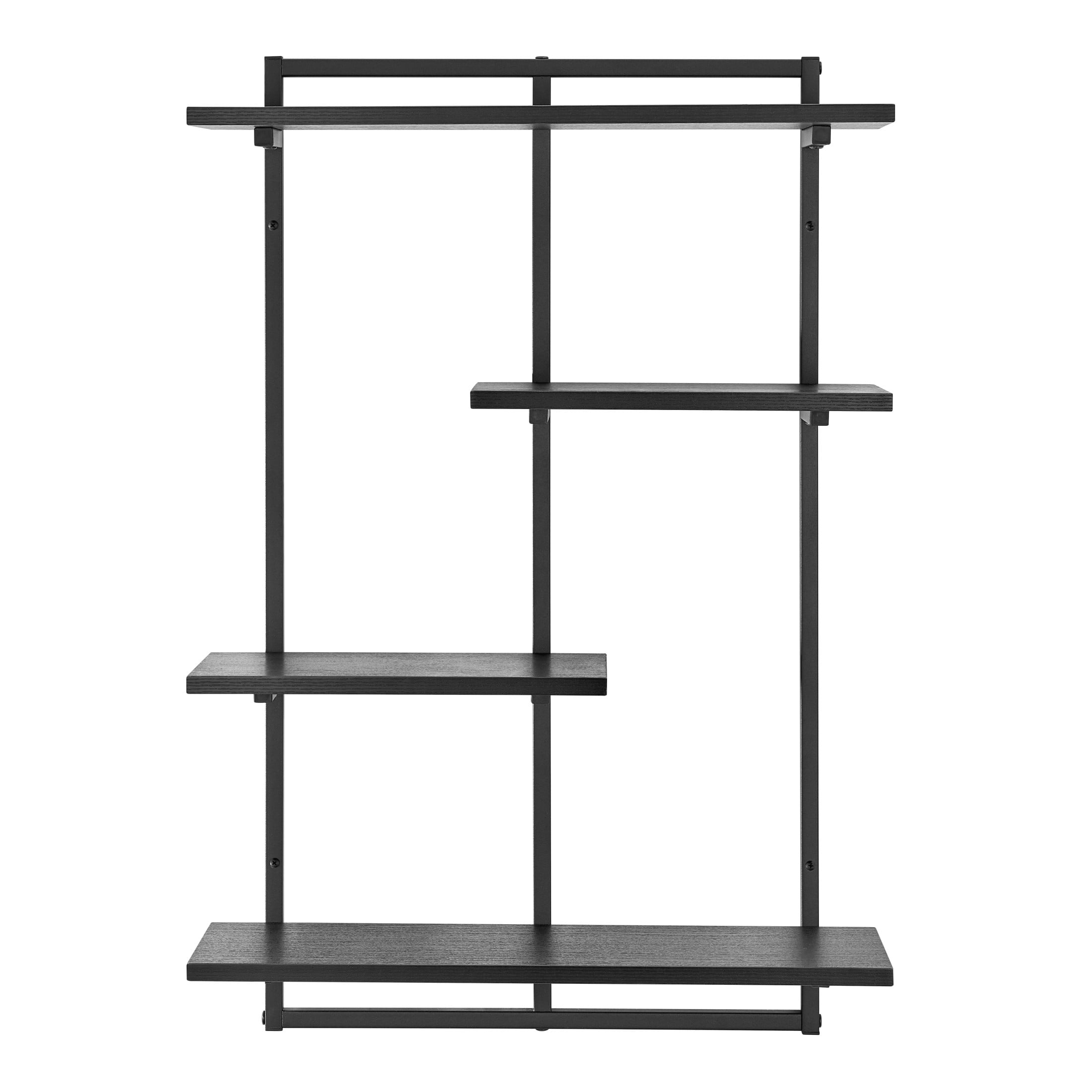 Danya B Rhodes 4 Tier Modern Floating Windowsill Wall Shelf Unit With Black Metal Frame And