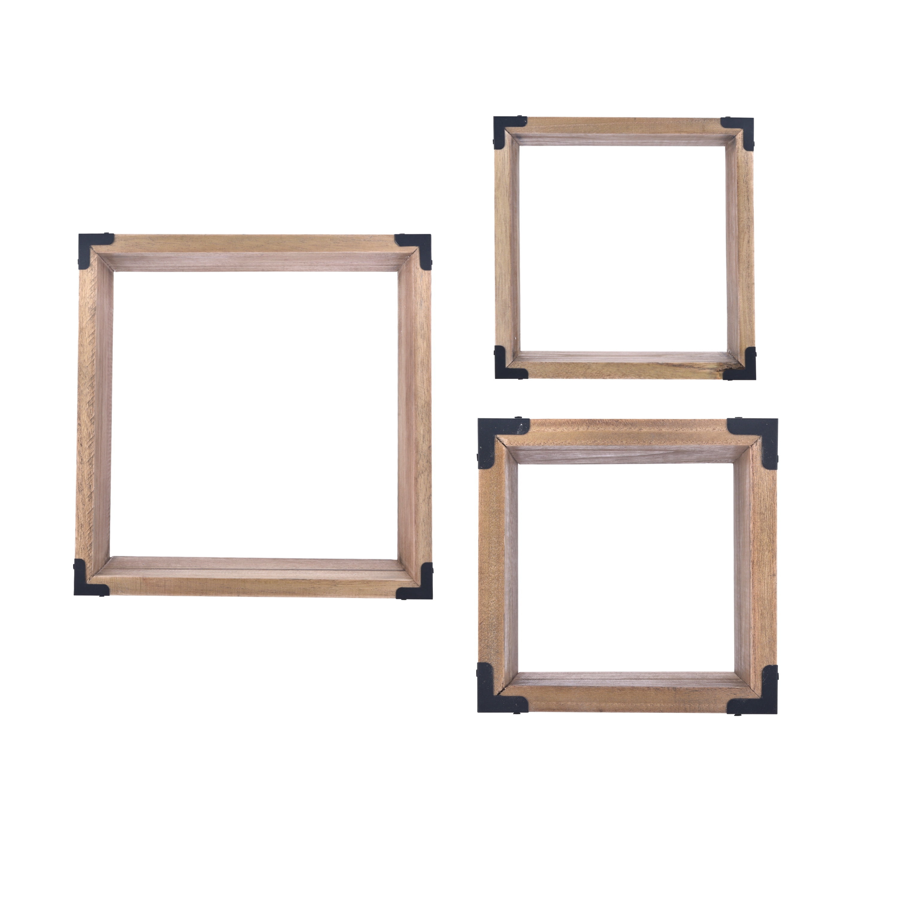 Danya B. Rustic Hanging Open Shadow Boxes - Pine Wall Cubes with Black ...