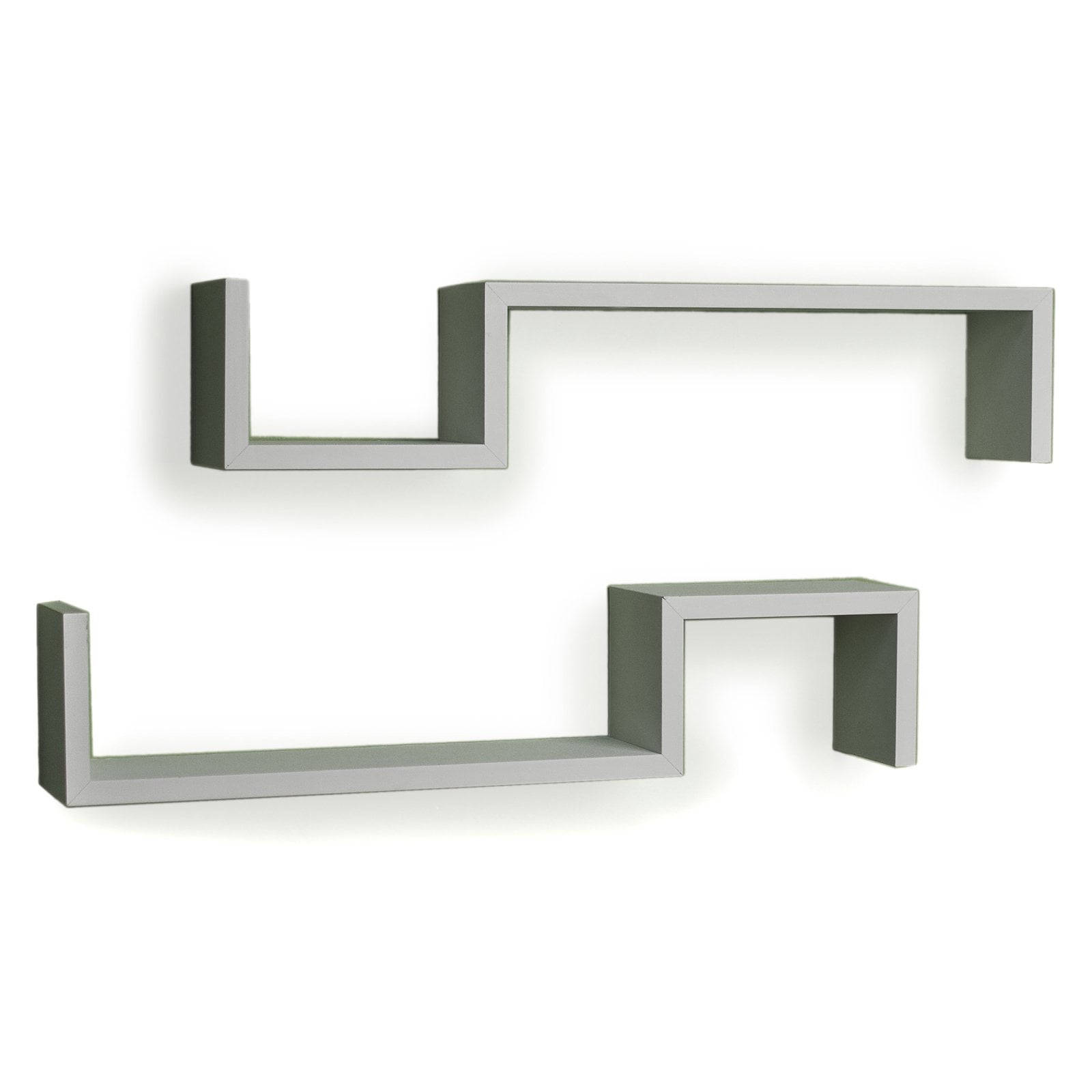 Danya B S Shape Wall Mount Floating Shelf - Set of 2 Shelves in White ...