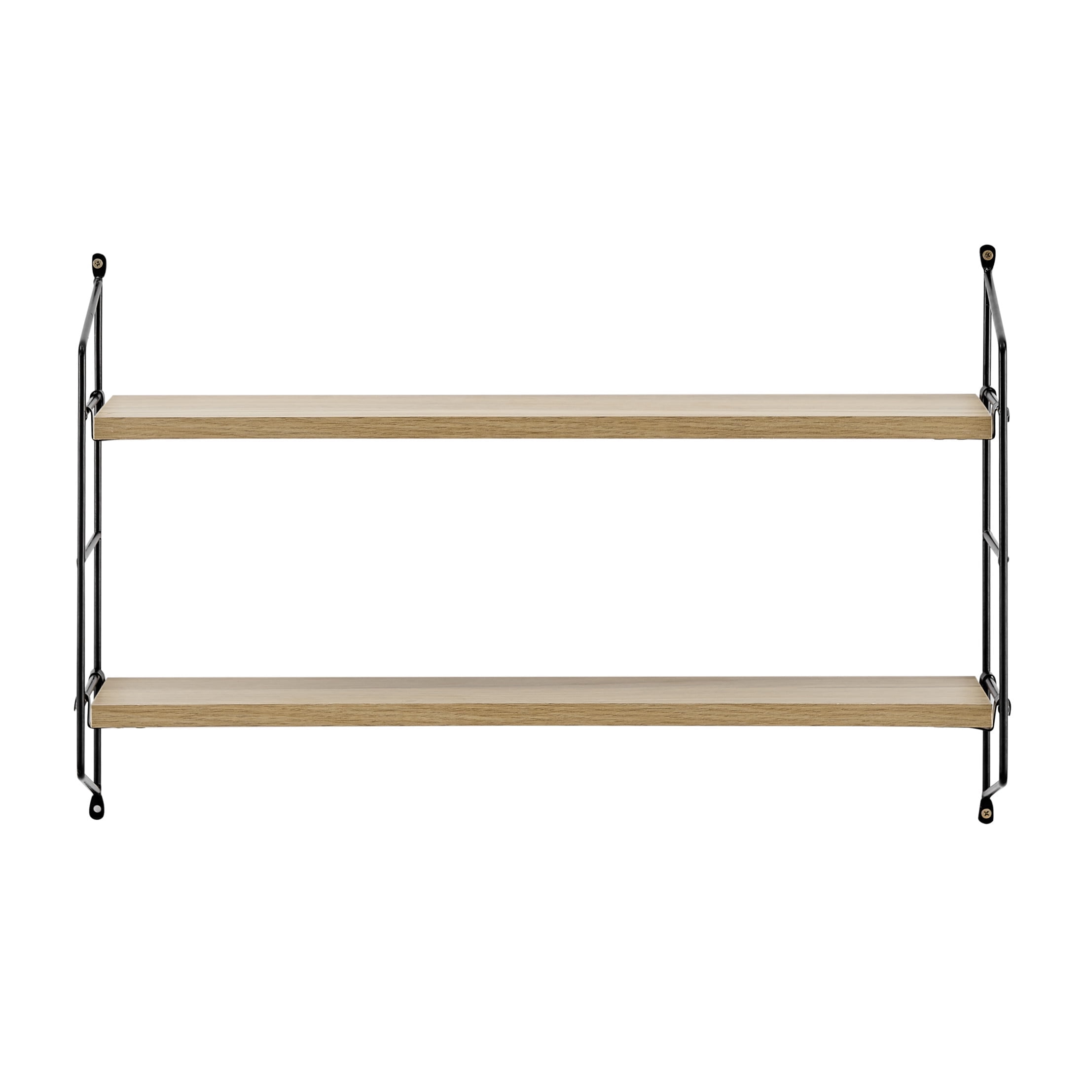 Danya B. Severini Rustic Two-Tier Solid Wooden Wall Shelf with Metal ...