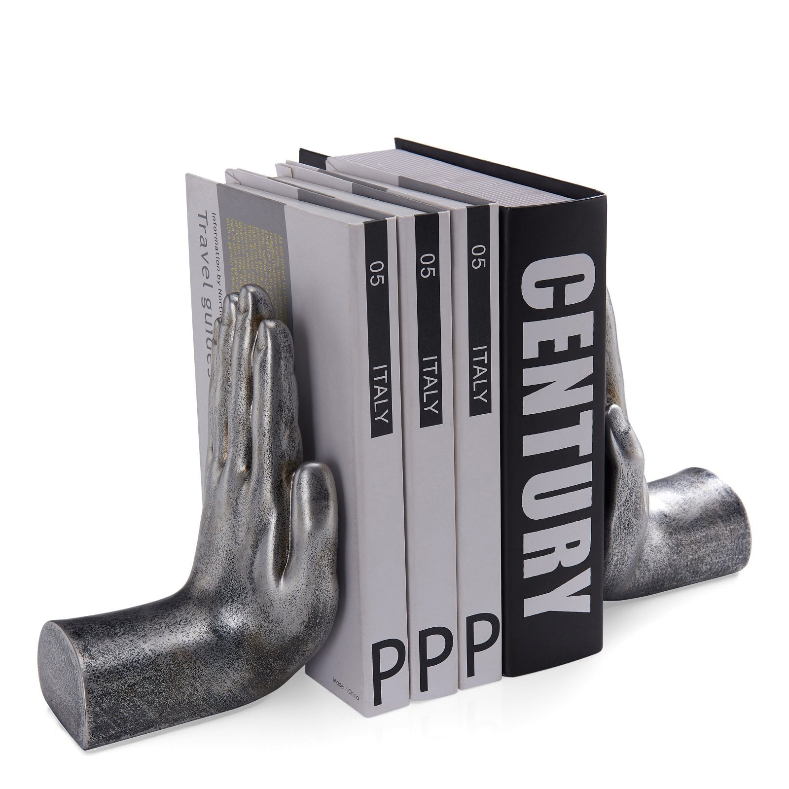 Danya B Silver Resin Hands Sculpture Bookend Statues - Set of 2 ...