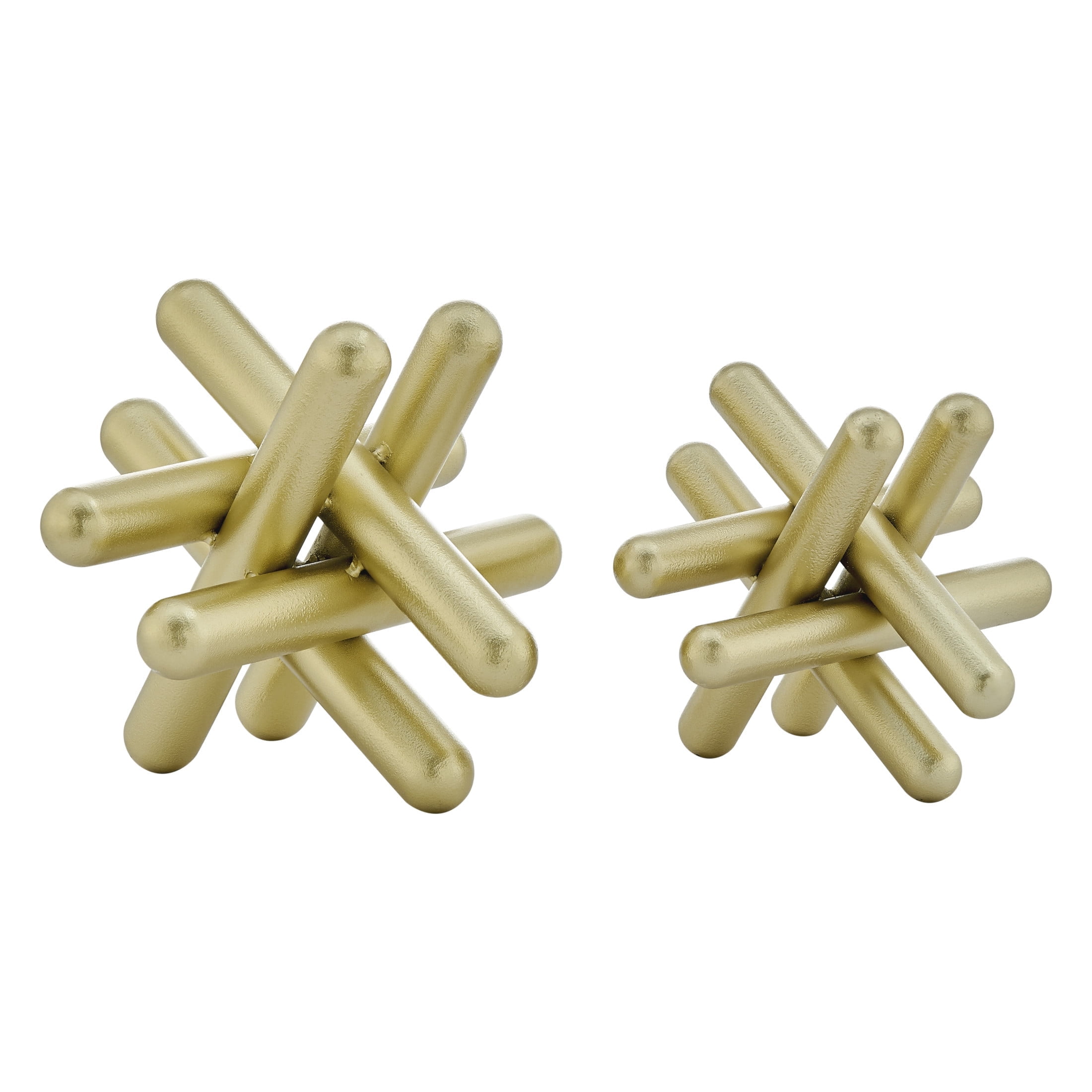 Danya B. Small and Medium Abstract Gold Finish Textured Metal Geometric Sculptures - Set of 2 ...