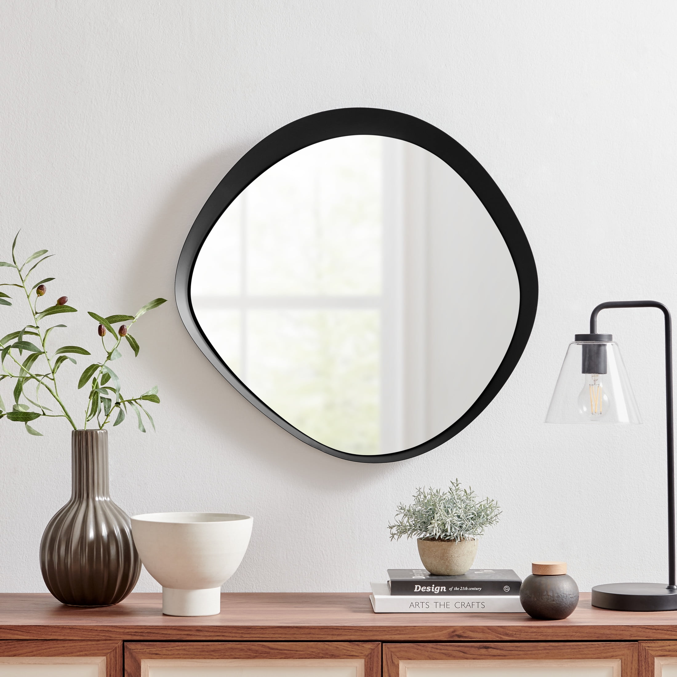 Danya B. Sonya 24-inch Contemporary Asymmetrical Round Wall Mirror with ...