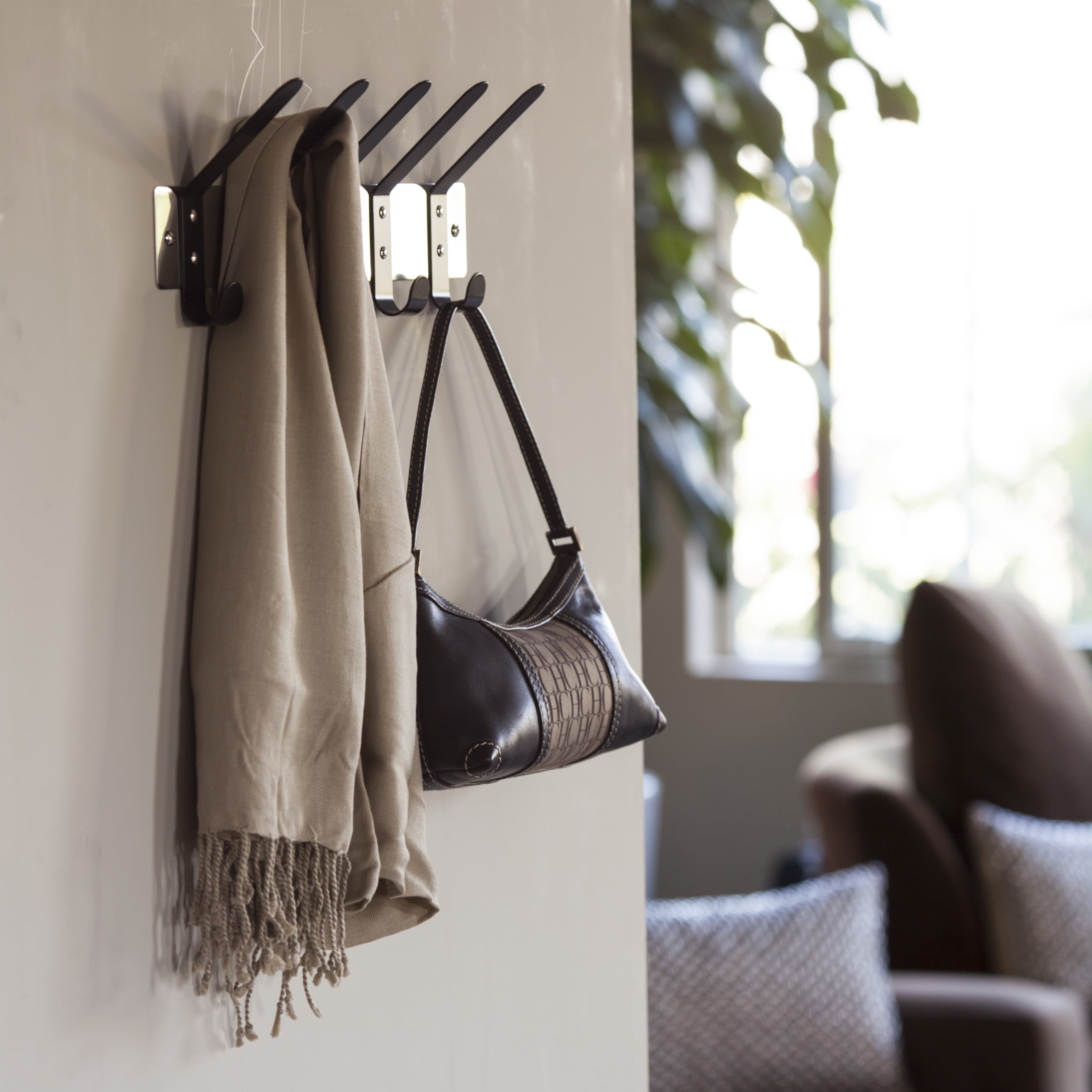 Danya B Stainless Steel Hanging Rack with Black Hooks - Walmart.com