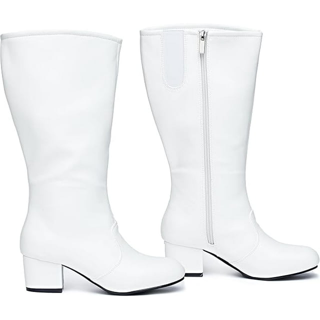 Danz N Motion Parade Boots Womens Dolly 2" Heel Knee High White 533 ...
