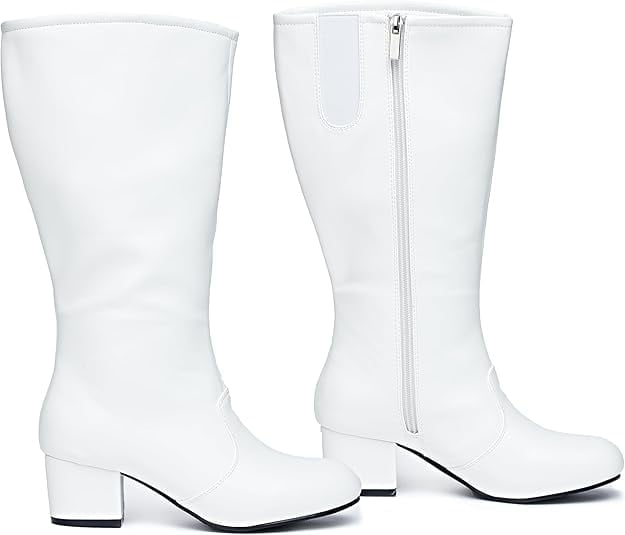 Danz N Motion Parade Boots Womens Dolly 2" Heel Knee High White 533 ...