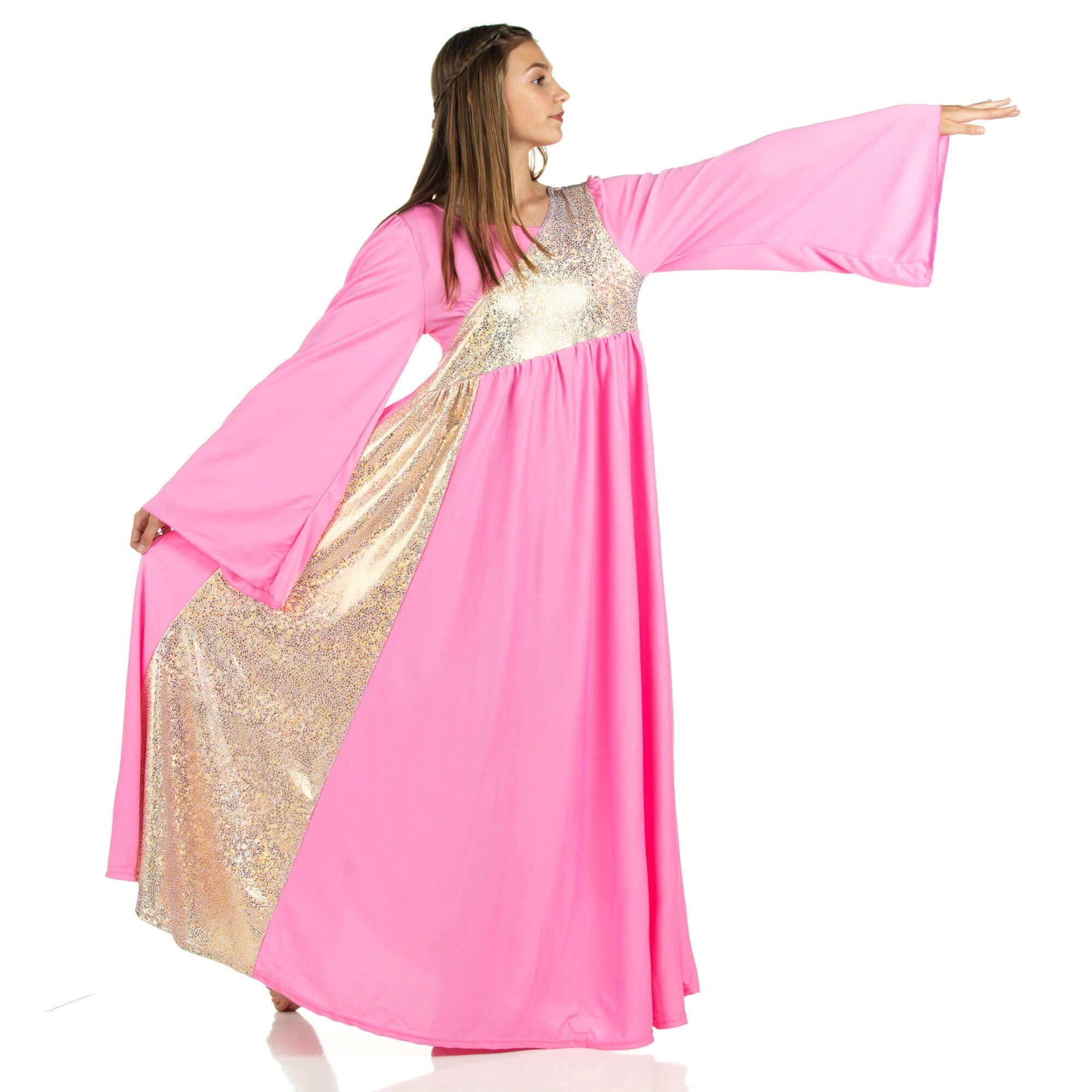 Danzcue Praise Dance Shimmery Asymmetrical Bell Sleeve Dress - Walmart.com