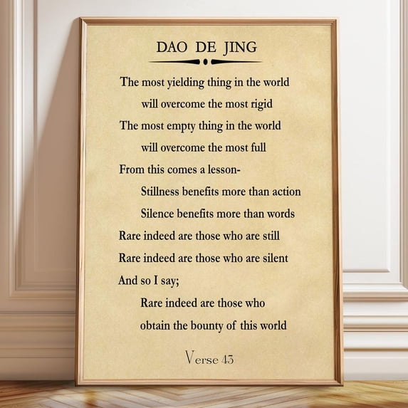 Dao De Jing Verse 43 Stillness Benefits More Than Action Poster Home ...
