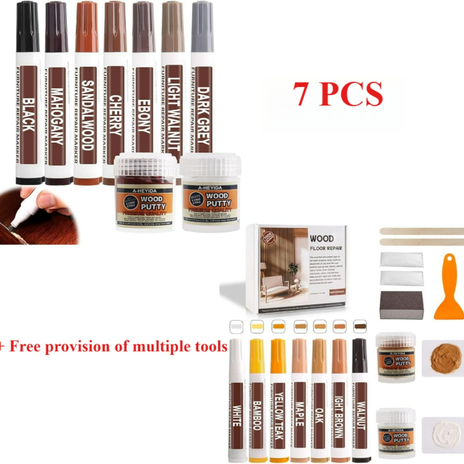 Daoboely Furniture Touch-Up Kit with 10 Wood Markers Wax Sticks 30 ...