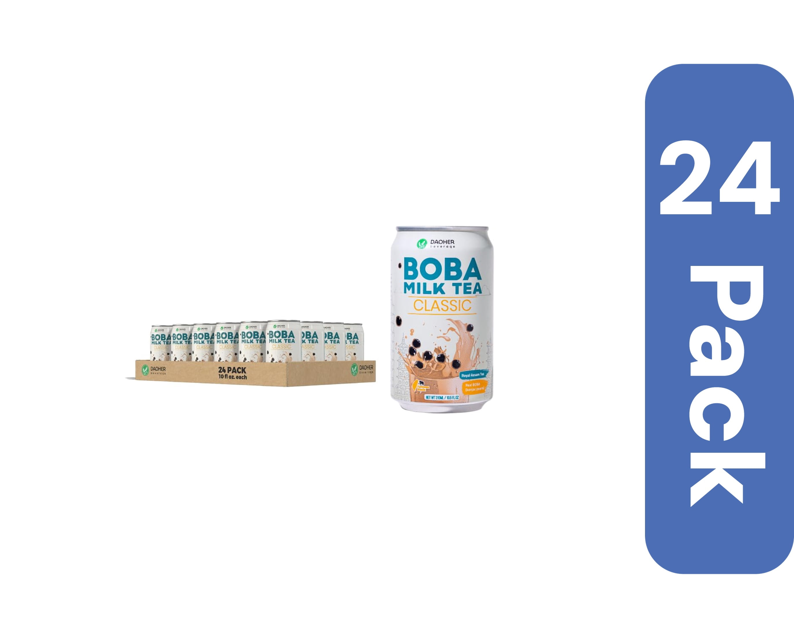 Daoher Classic Boba Milk Tea Ready To Drink 10.5 fl oz (Pack Of 24 ...