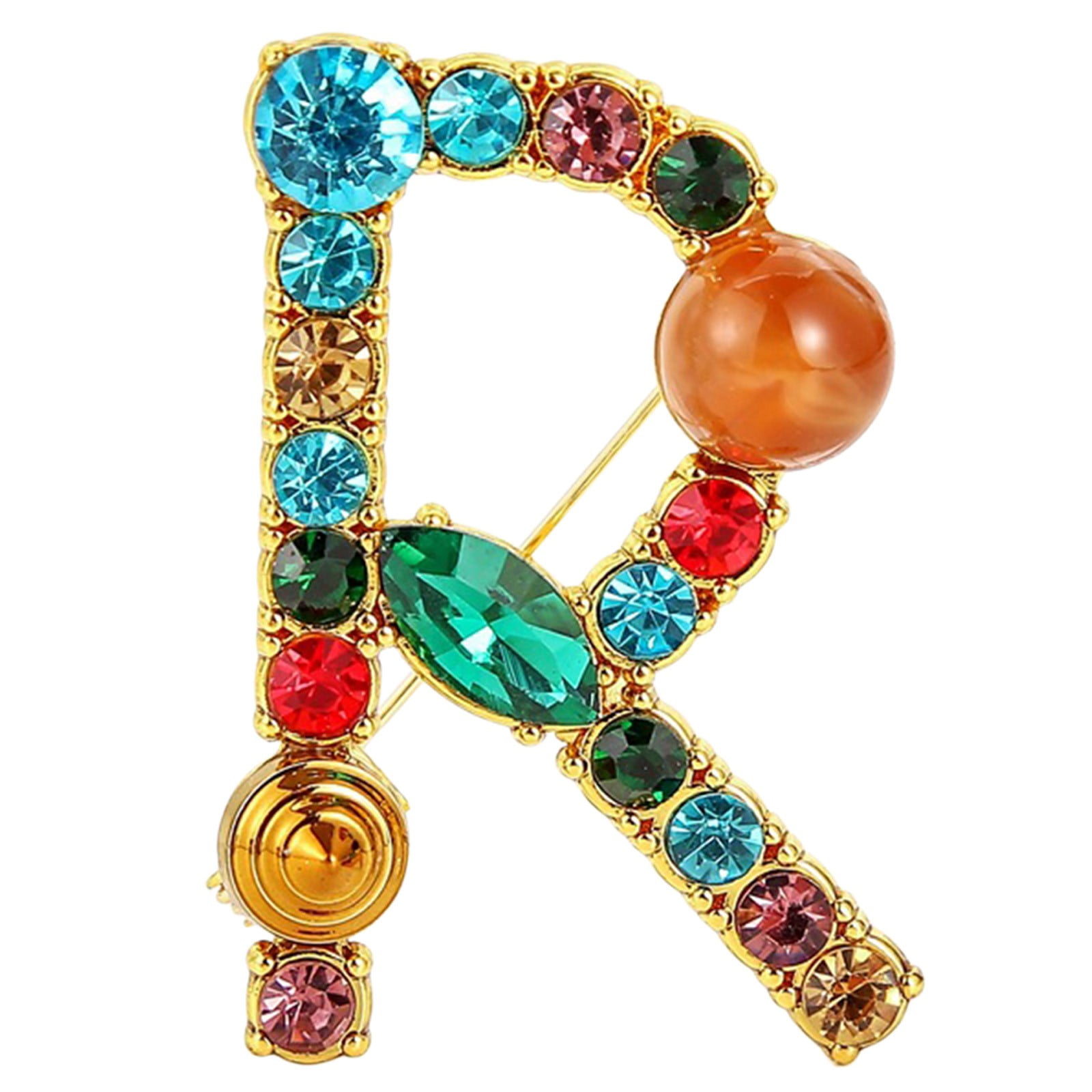 Daolelai Alphabet Colored Diamond Turquoise Brooch - Walmart.com