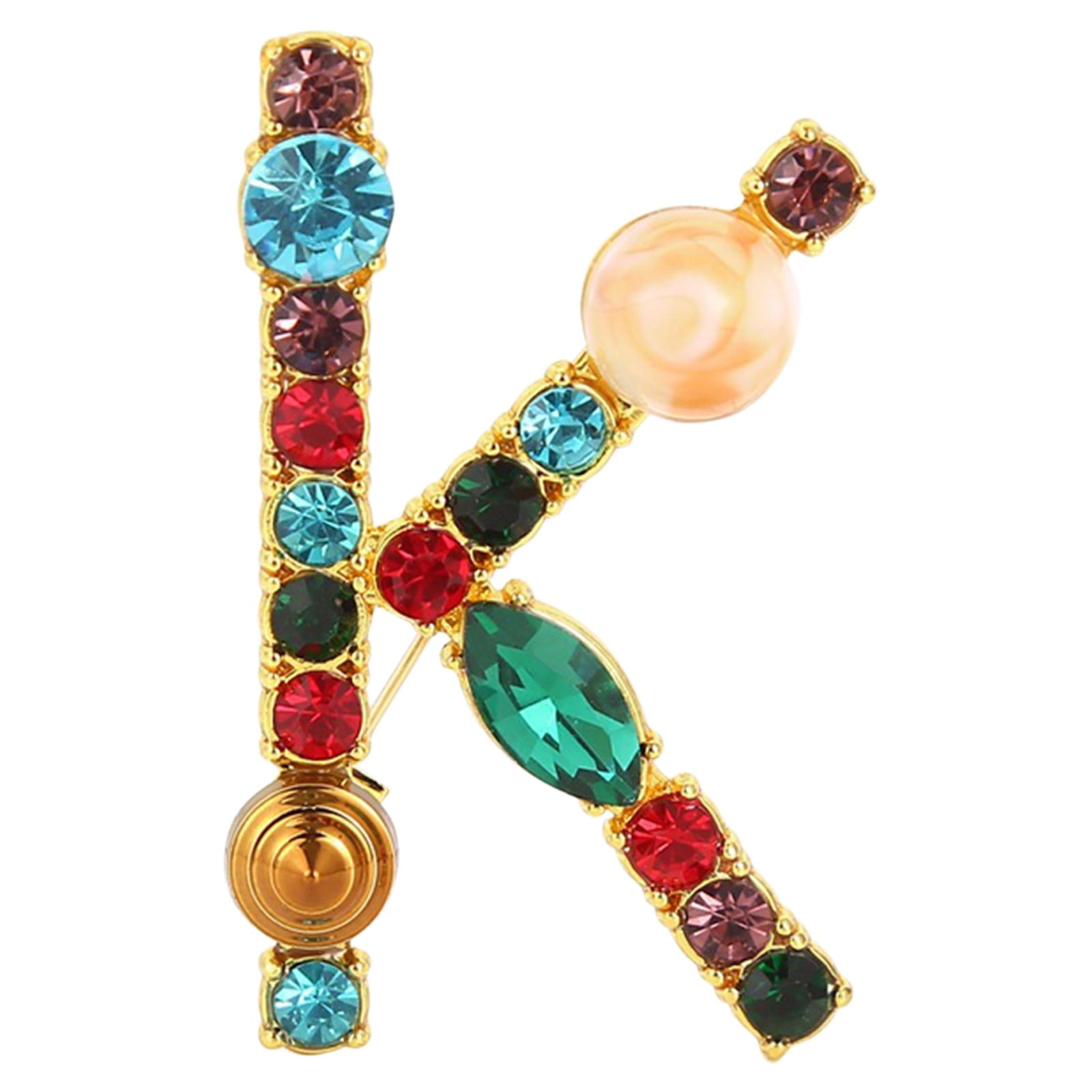 Daolelai Alphabet Colored Diamond Turquoise Brooch - Walmart.com