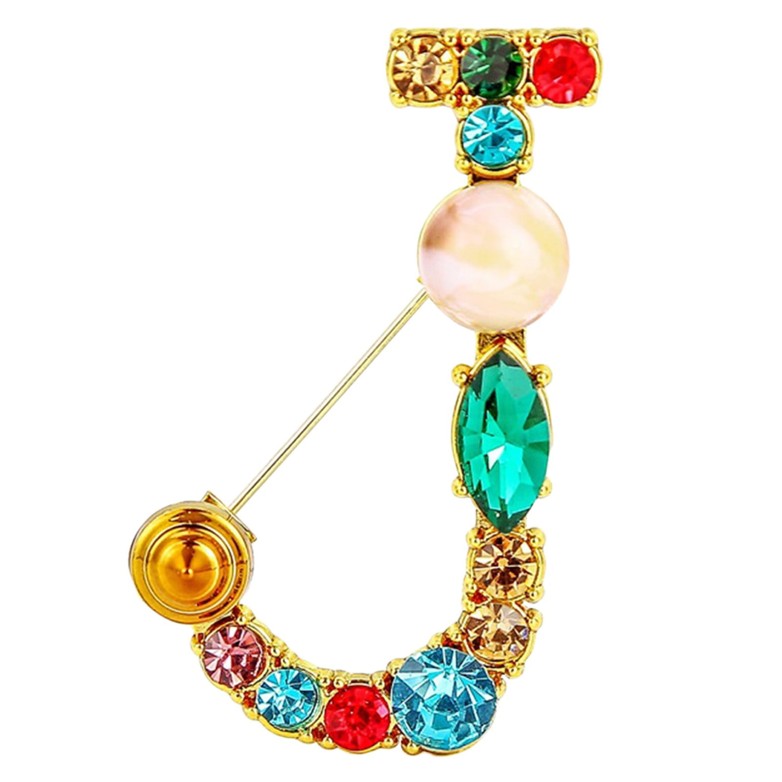 Daolelai Alphabet Colored Diamond Turquoise Brooch - Walmart.com