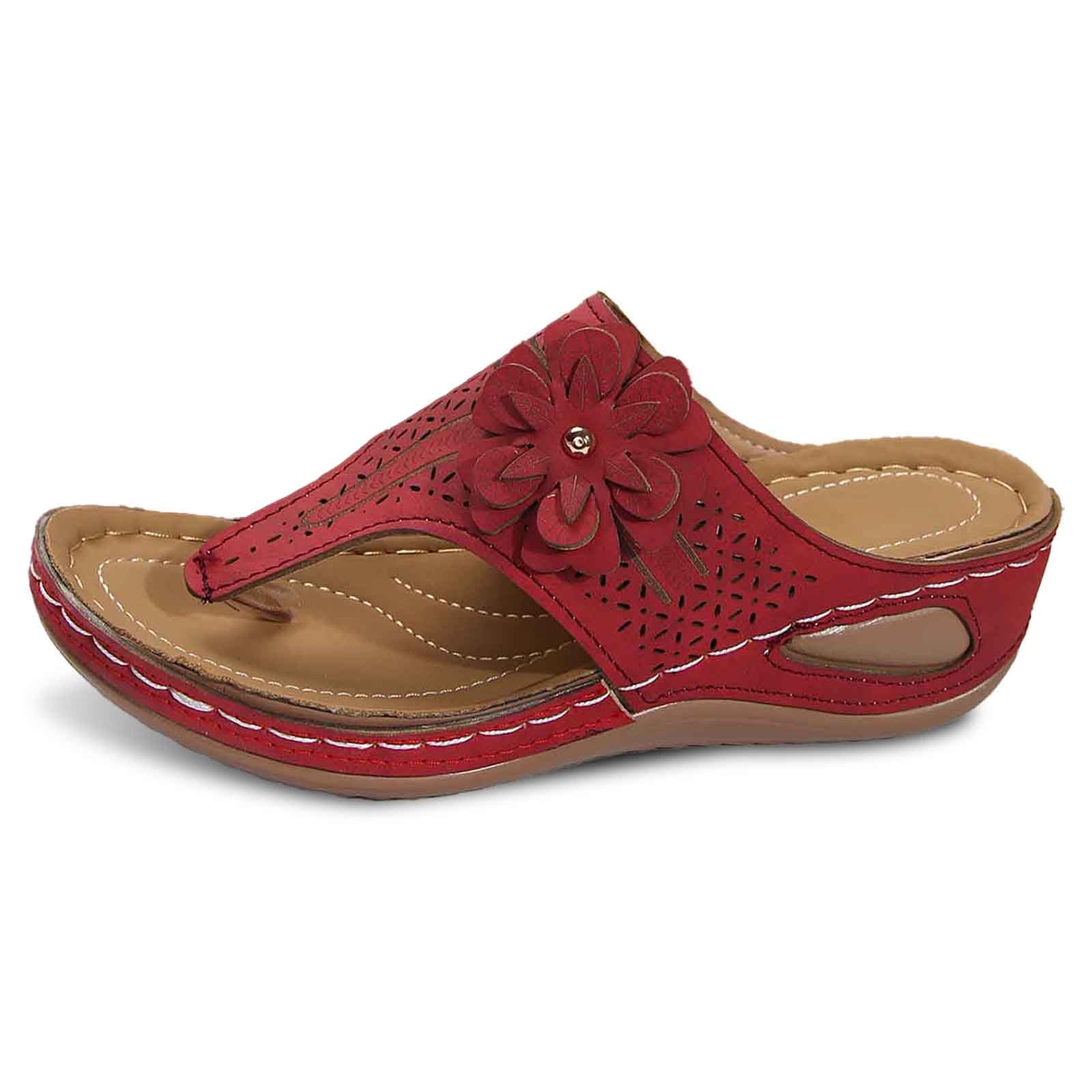 Daolelai Flip-Toe Casual Thick-Soled Flower Beach Sandals - Walmart.com