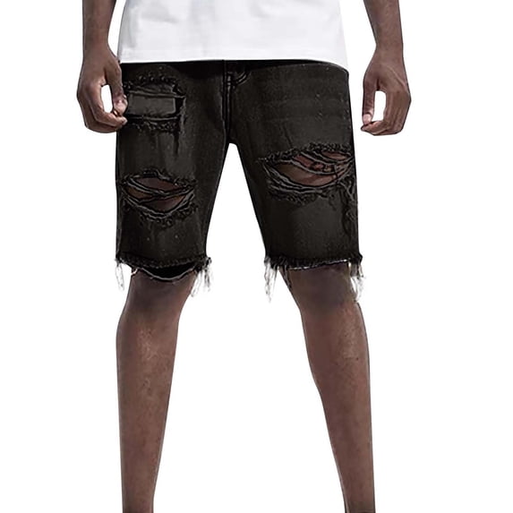 Daolelai High Street Retro Ripped Shorts Men's Large Size Distressed ...