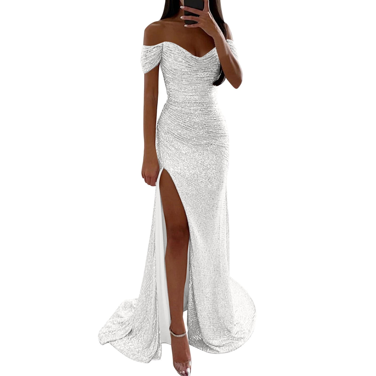 Daolelai Ladies European and American New Party Sequined One-Shoulder ...
