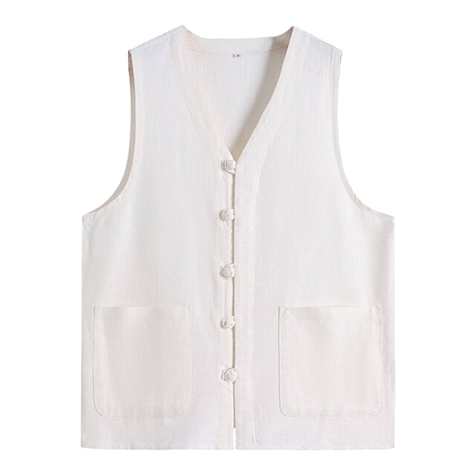 Daolelai Men's Button Collar Loose Vest Vest Jacket Old Man Sweatshirt ...