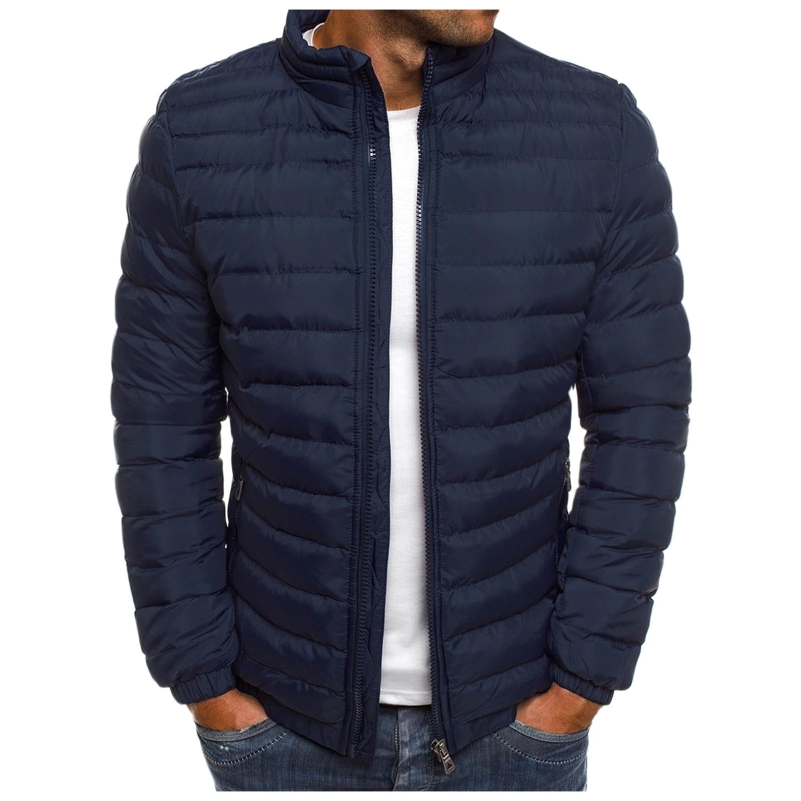 Daolelai Men's Casual Large Size Zipper Pocket Padded Jacket - Walmart.com