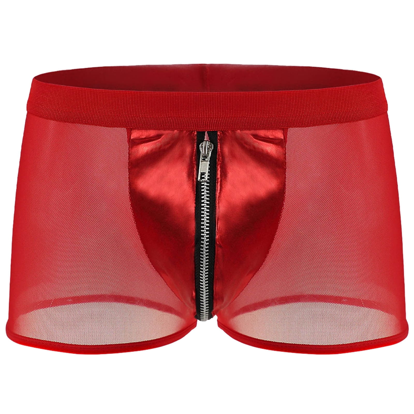 Daolelai Men's Mid-Rise Mesh Leather Zipper Boxer Briefs - Walmart.com