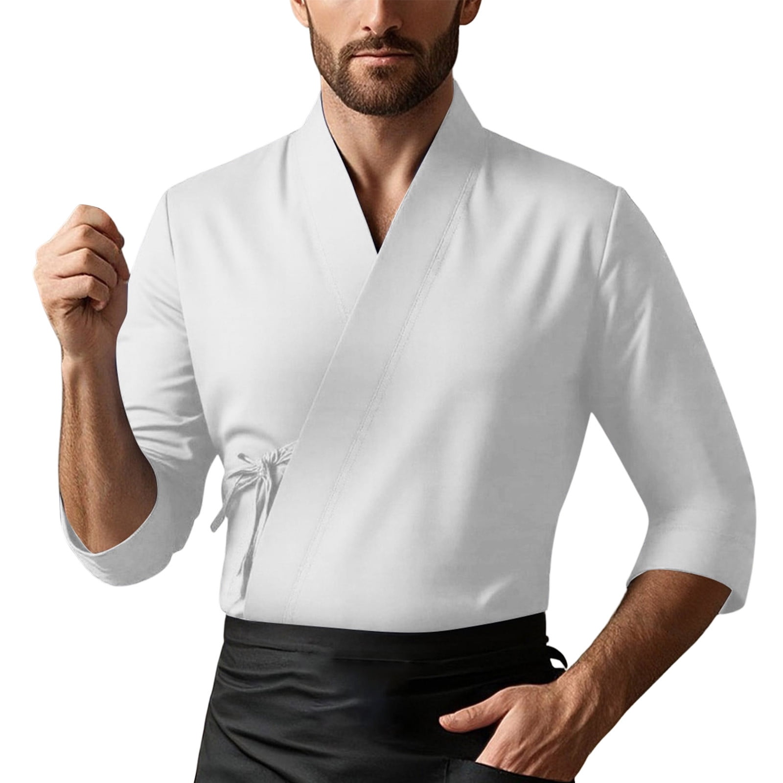 Daolelai Men's Summer Cardigan Chef Uniform Work Clothes Suitable for ...