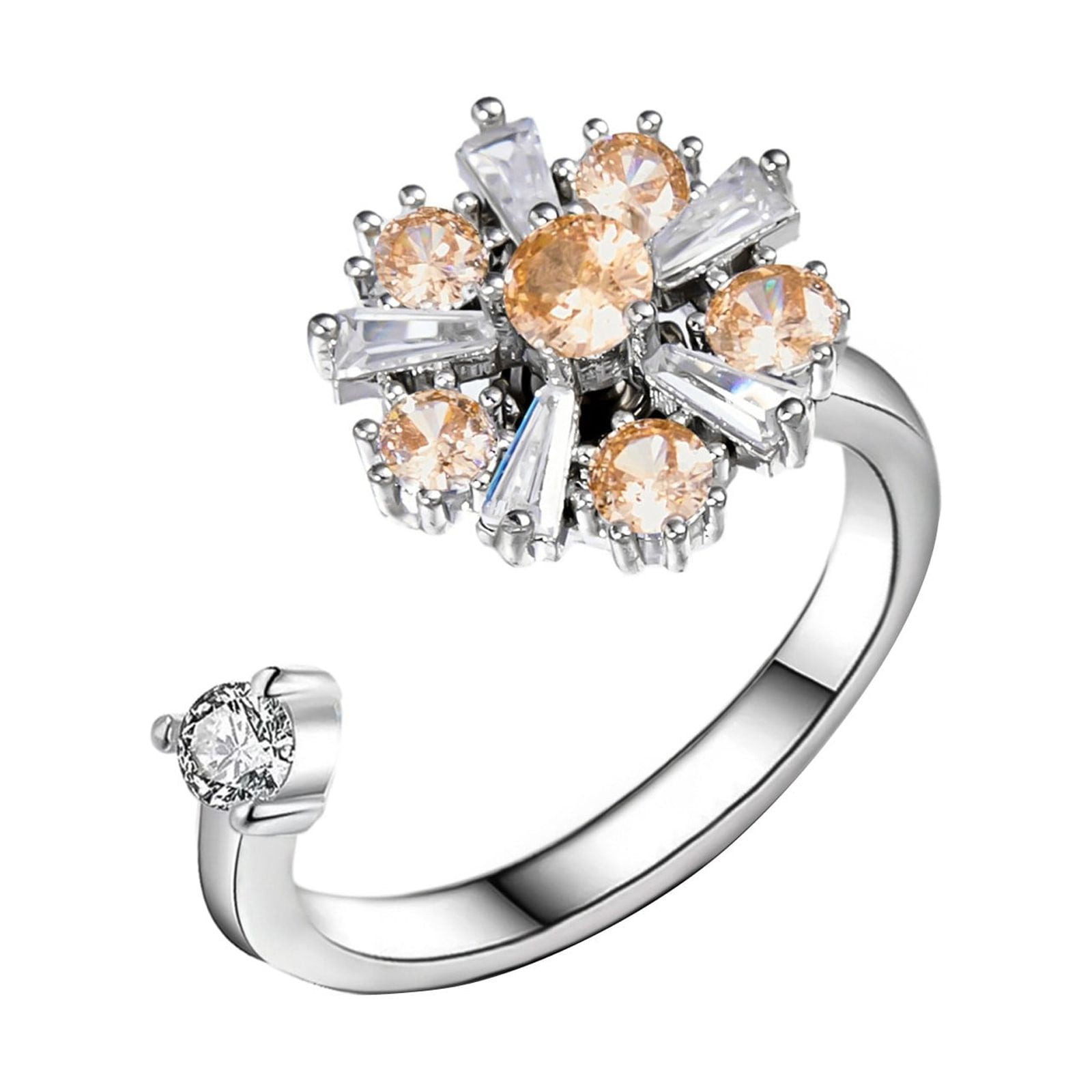 Daolelai Open Adjustable Rotating Flower Ring - Walmart.com
