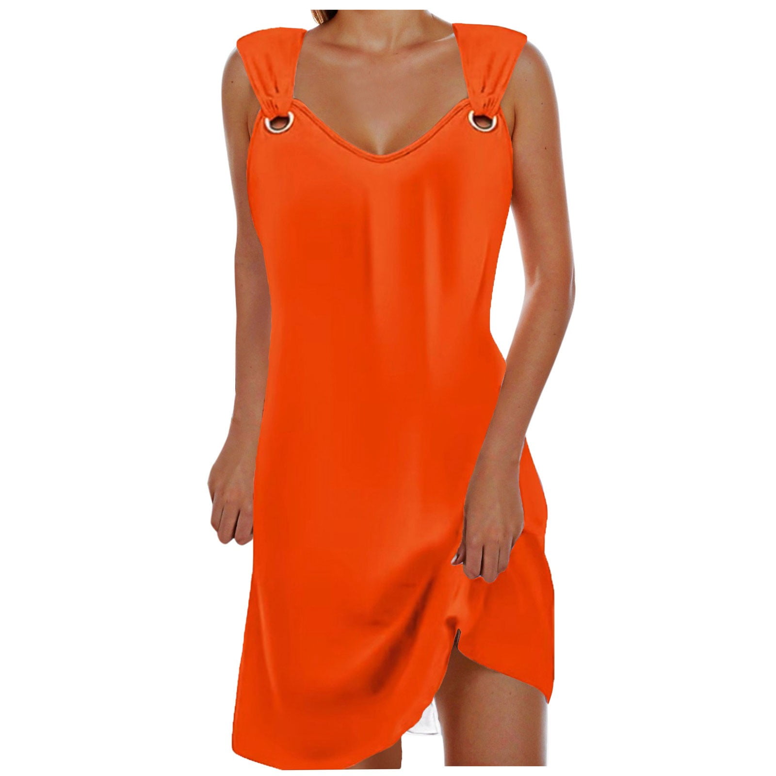 Daolelai Women's Fashion Solid Color Casual Loose Sleeveless V-Neck ...