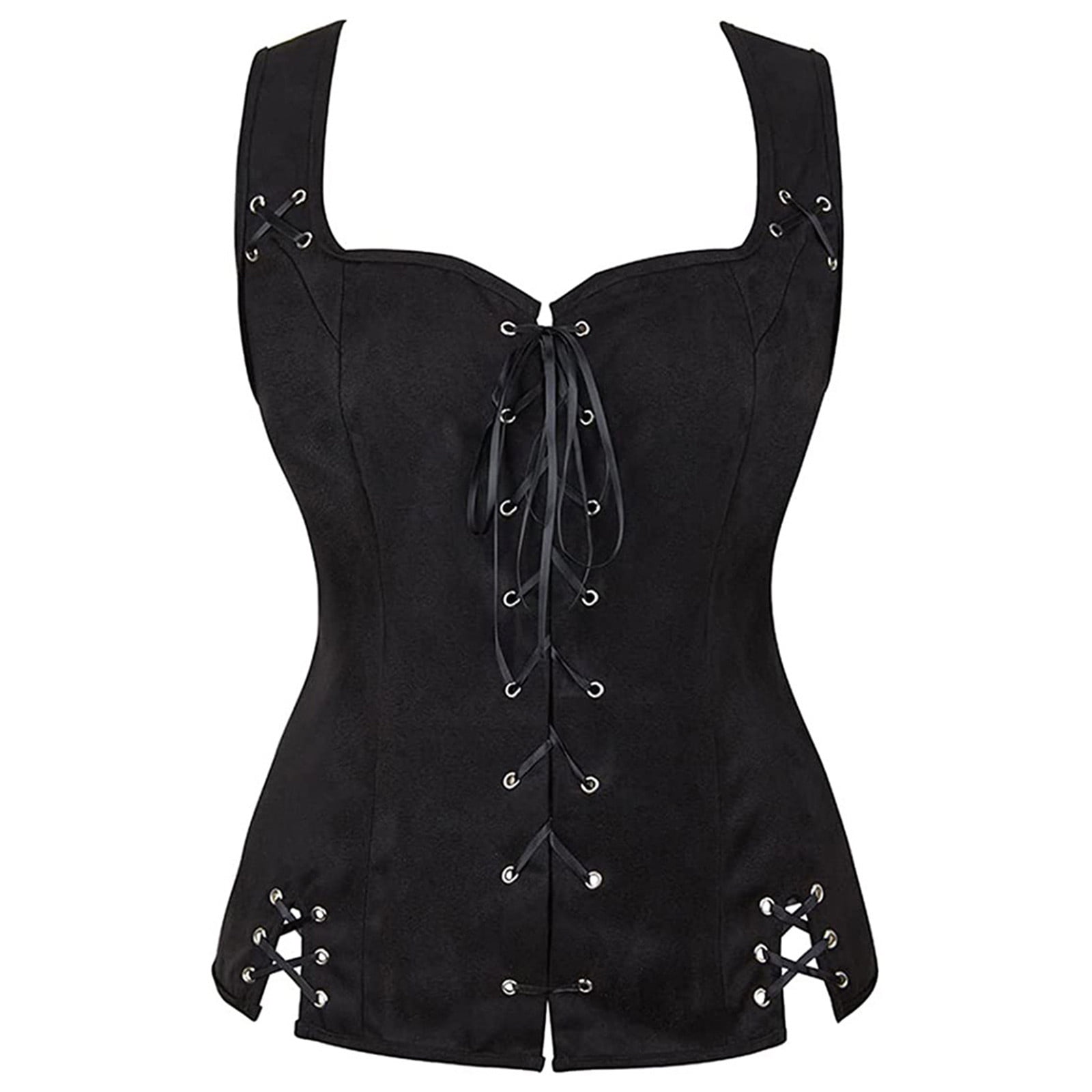 Daolelai Women's Renaissance Punk Court Lace-Up Vest - Walmart.com