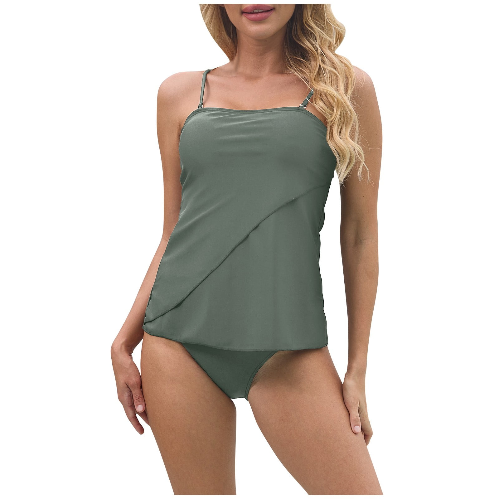 Daolelai Women's (Removable Chest Pads and Shoulder Straps) Conservative Tankini Two-Piece ...