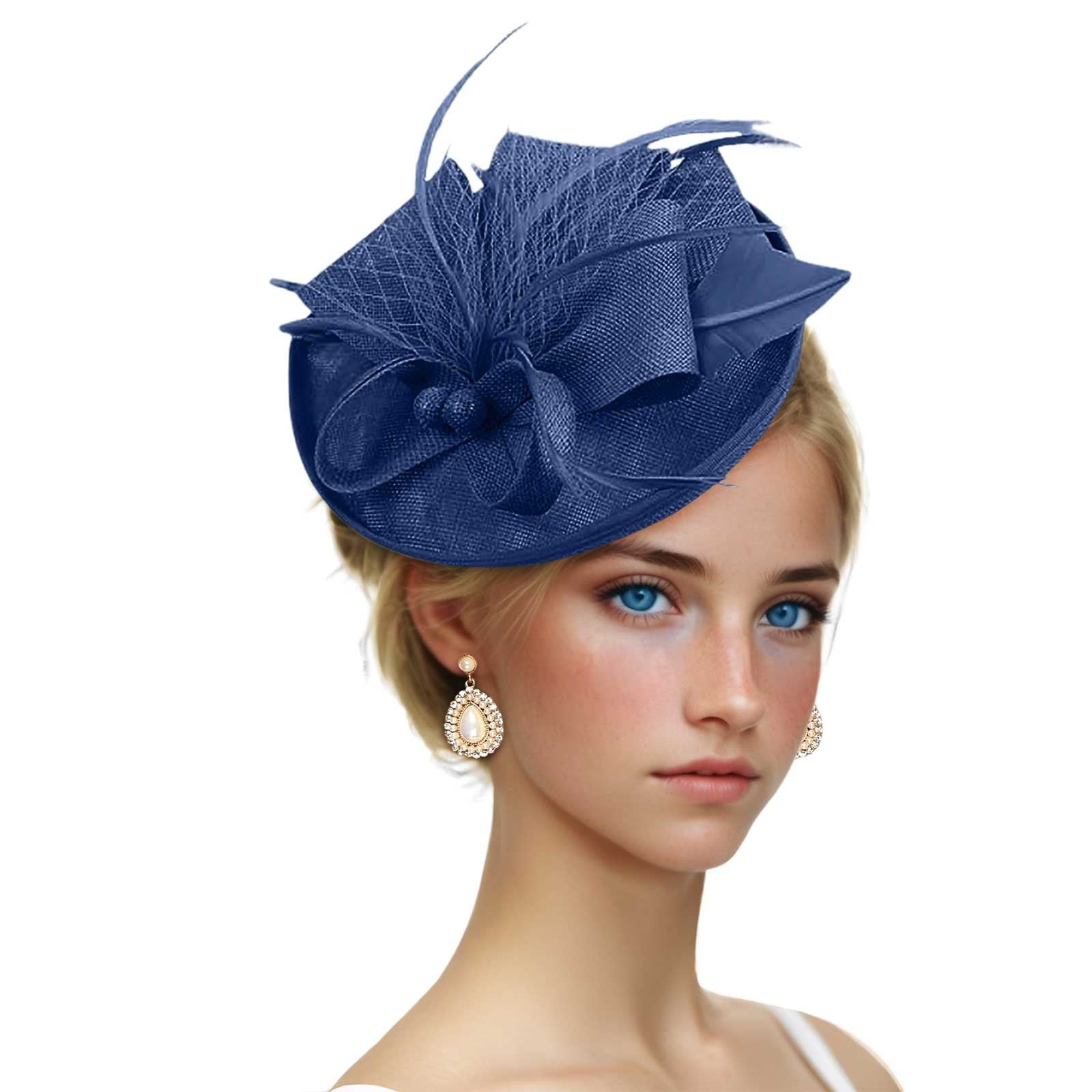 Daolelai Women's Retro French Top Hat Headdress Feather Head Flower ...