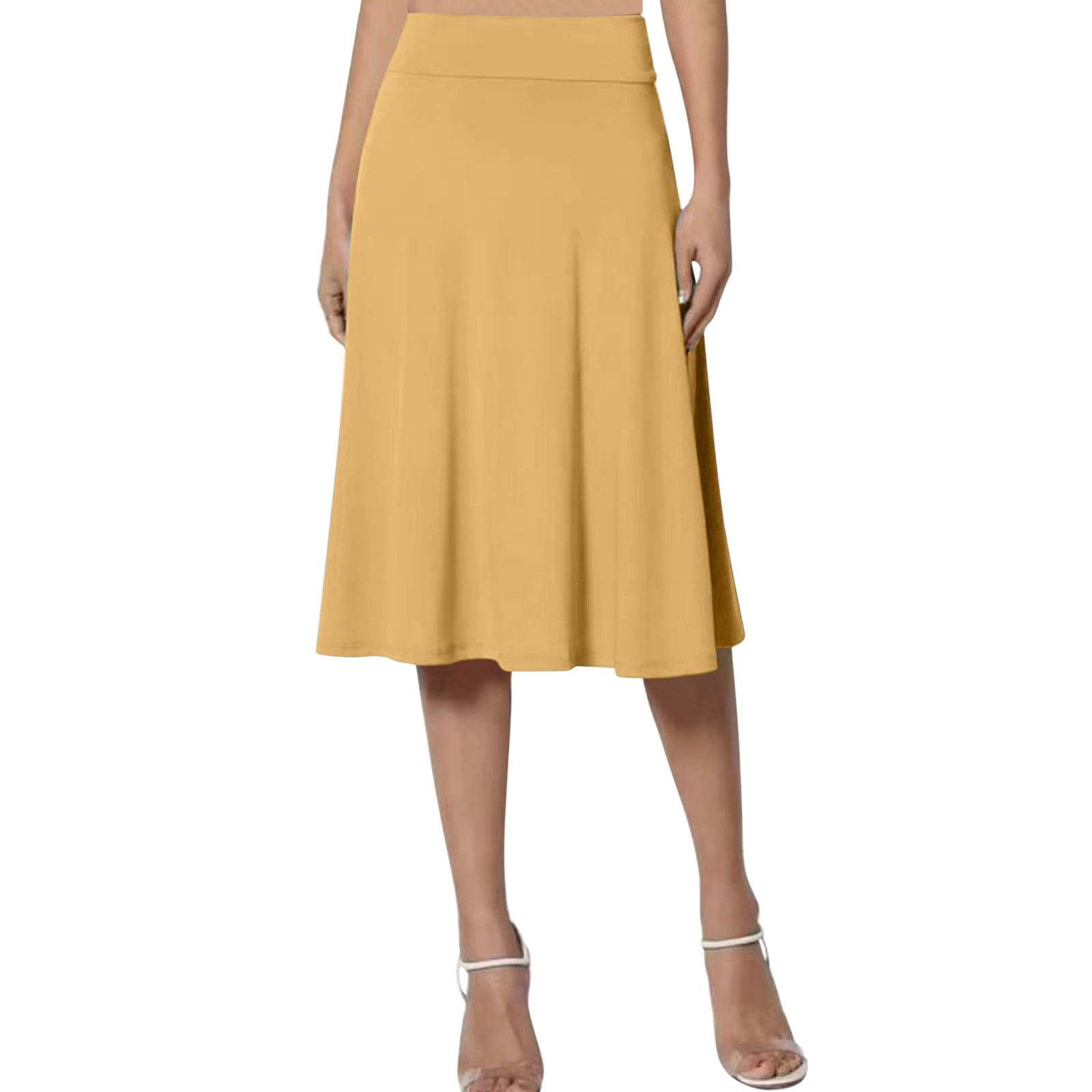 Daolelai Women's Solid Color Midi Skirt Pullover High Waist Temperament ...