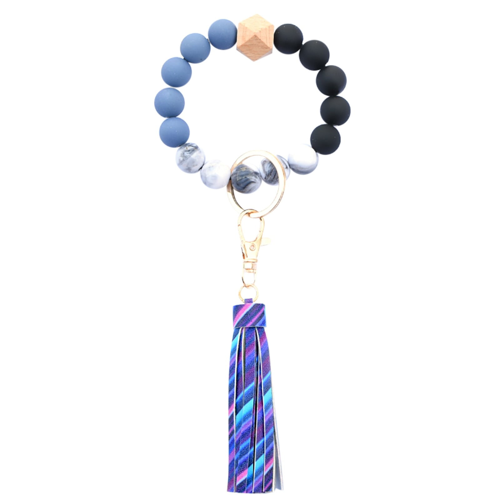 Daolelai Wooden Bead Bracelet Bead Bracelet Keychain Lattice Leopard ...