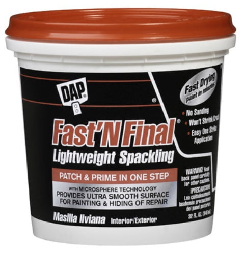 Dap 12142 Fast 'N Final Ready To Use Lightweight Spackling, 1 Qt, White ...