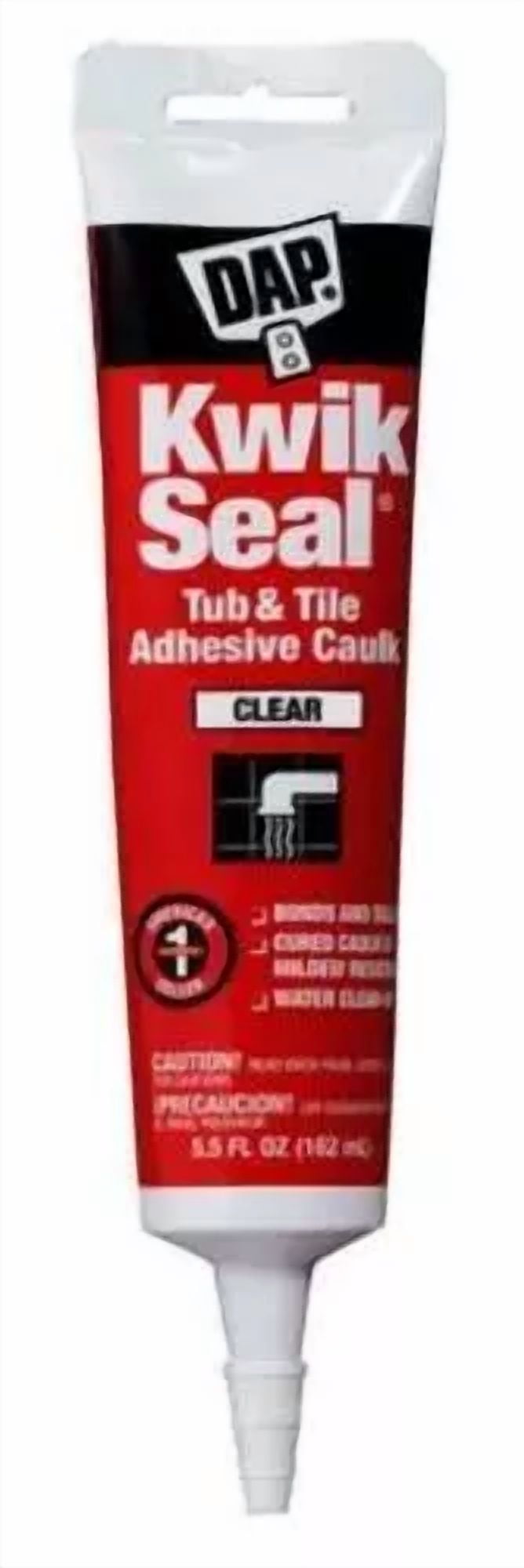 Dap 18008 Kwik Seal Tub & Tile Adhesive Caulk, Clear, 5.5 Oz - Walmart.com