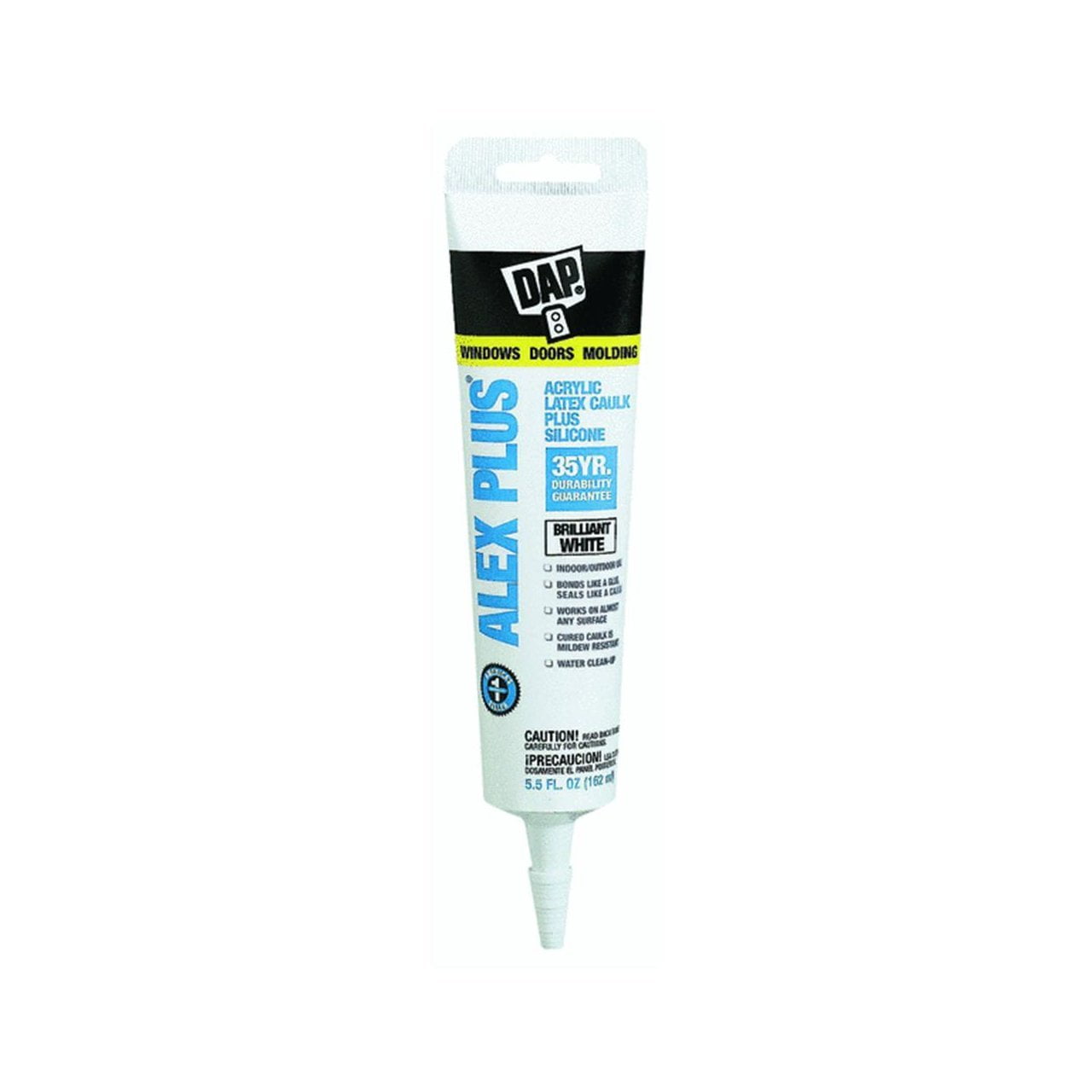 Dap 18128 Alex Plus Acrylic Latex Caulk Plus Silicone, 5.5 Oz, White ...