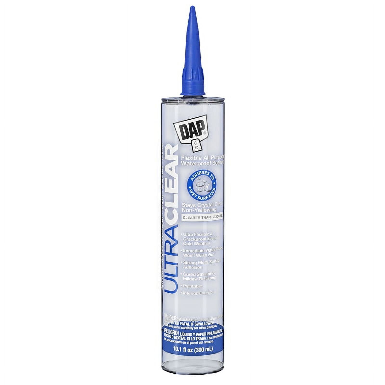 DAP Ultra Clear Waterproof Rubber Sealant, 10.1 oz, Flexible, Interior ...
