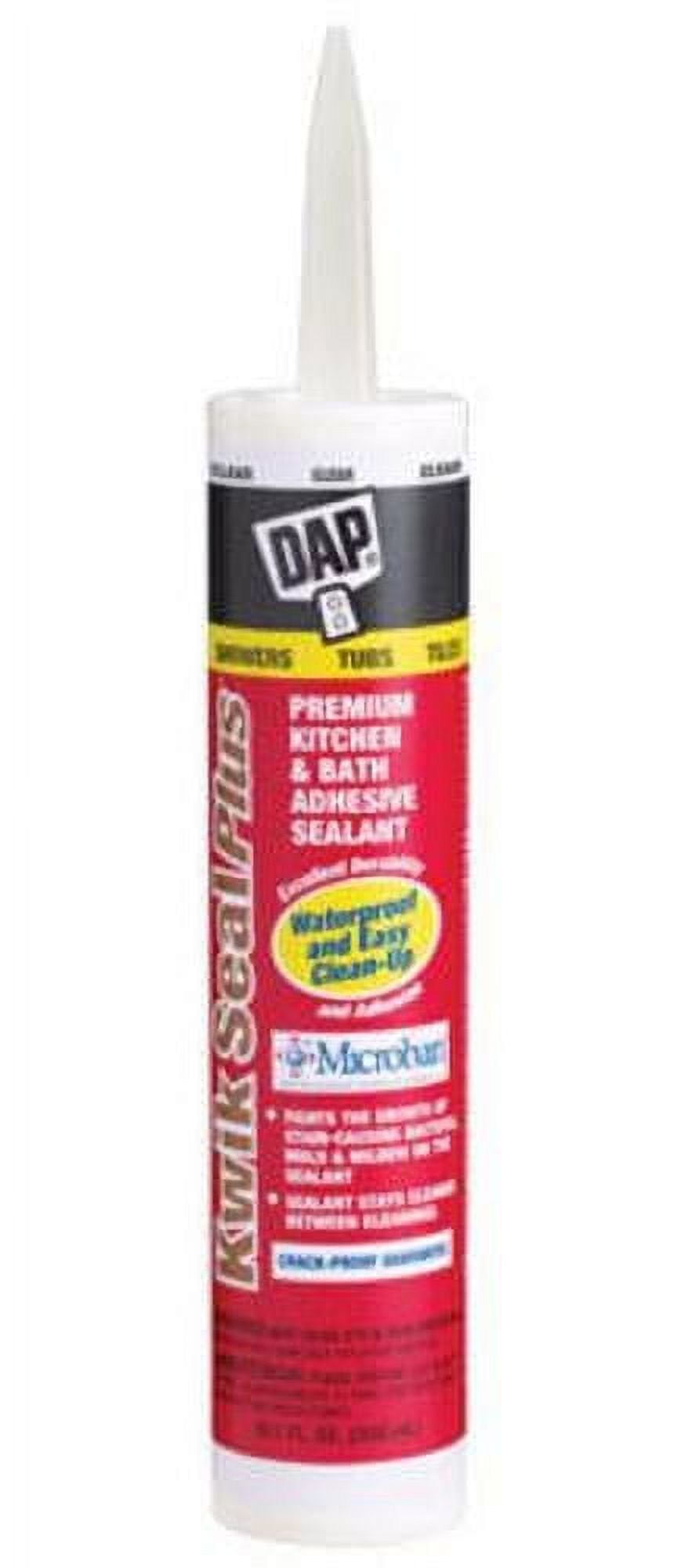 Dap 7079818516 Kwik Seal Plus Kitchen/Bath Microban Caulk, Clear, 10.1 ...